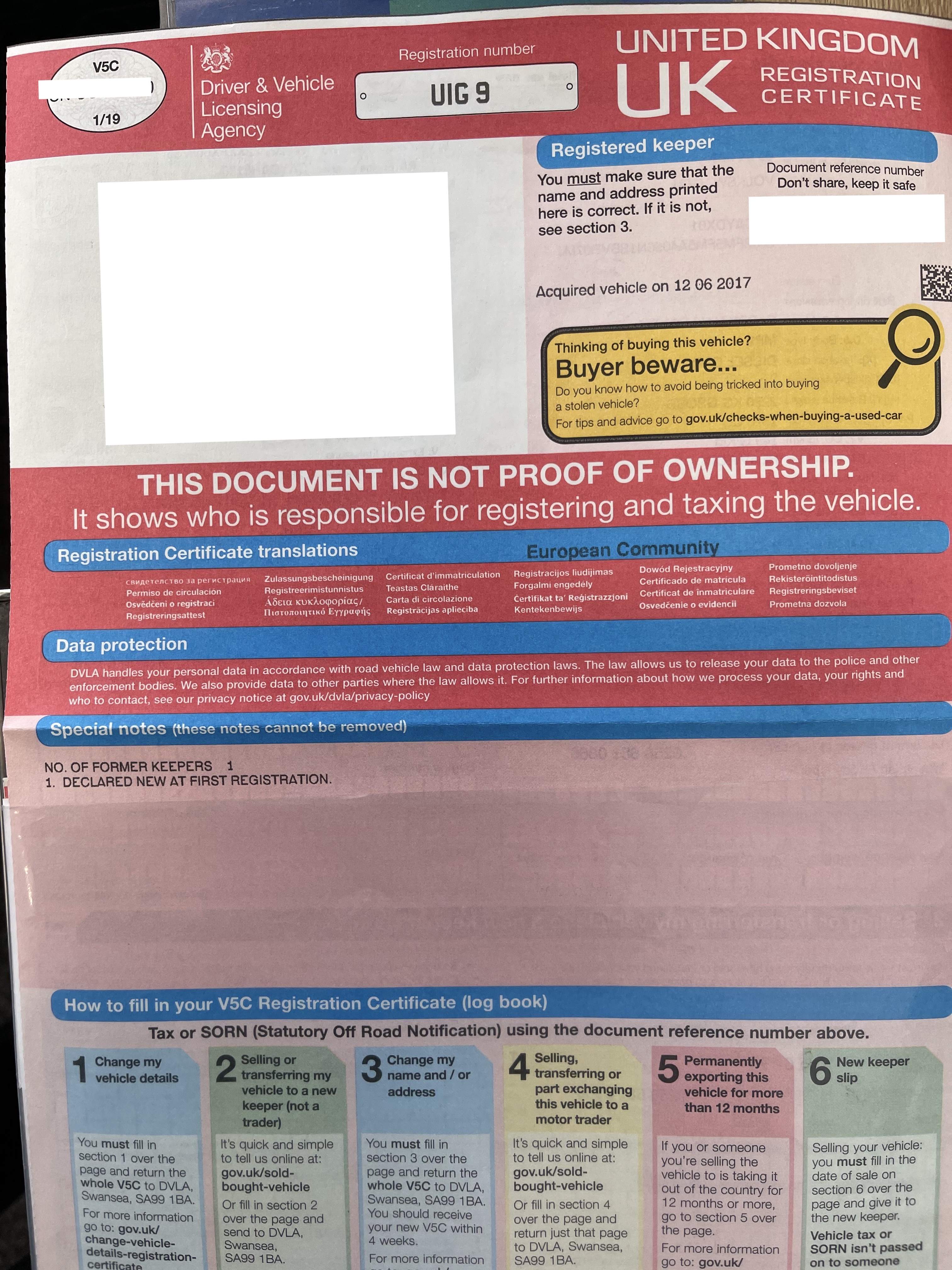 'UIG 9' - NUMBER PLATE for sale by auction in , United Kingdom