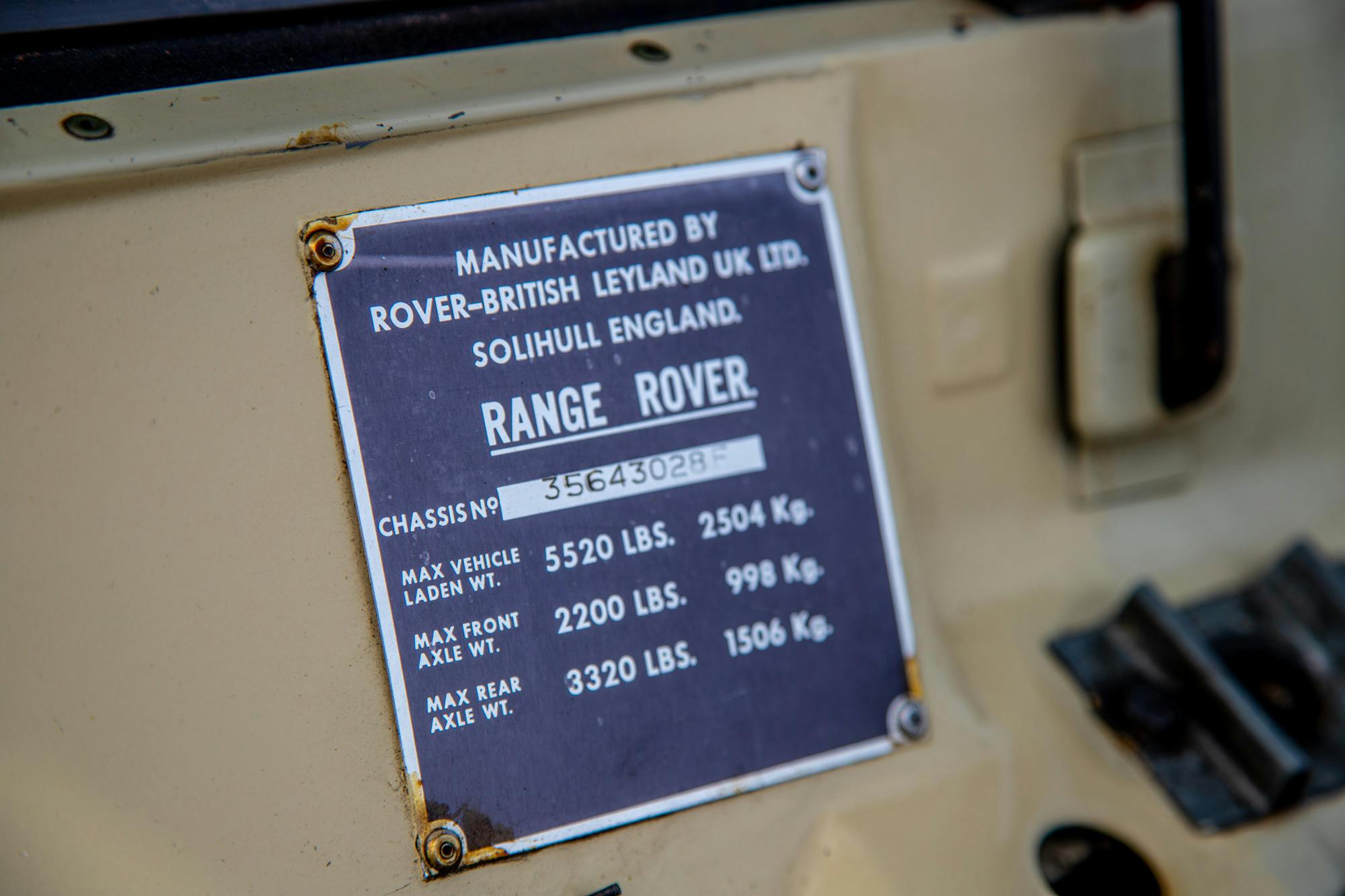 1978 RANGE ROVER CLASSIC 'SUFFIX F' - ONE OWNER