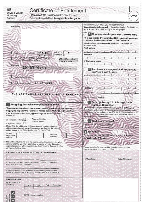 '111 PU' - NUMBER PLATE for sale by auction in , United Kingdom