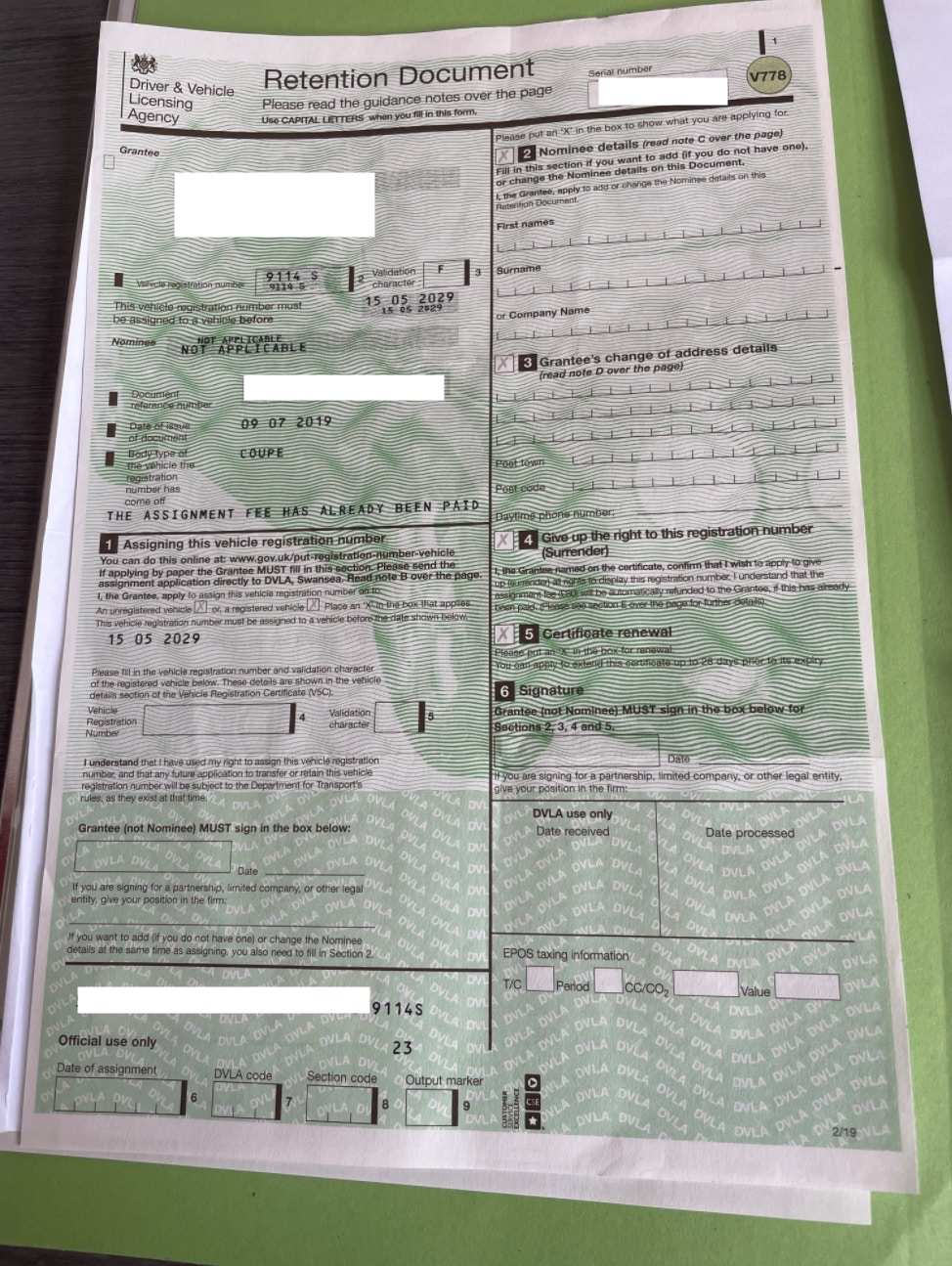 '9114 S' - NUMBER PLATE for sale by auction in , United Kingdom