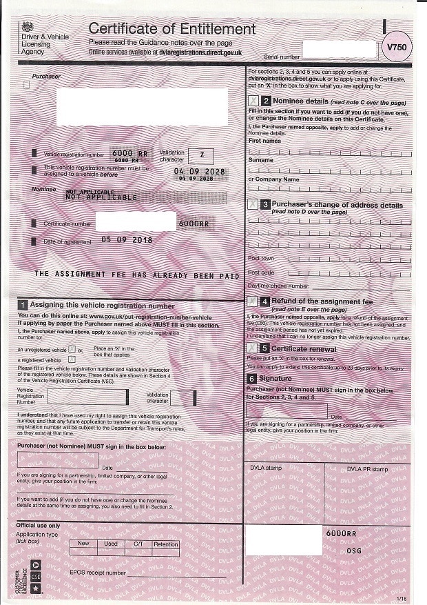 '6000 RR' - NUMBER PLATE for sale by auction in , United Kingdom