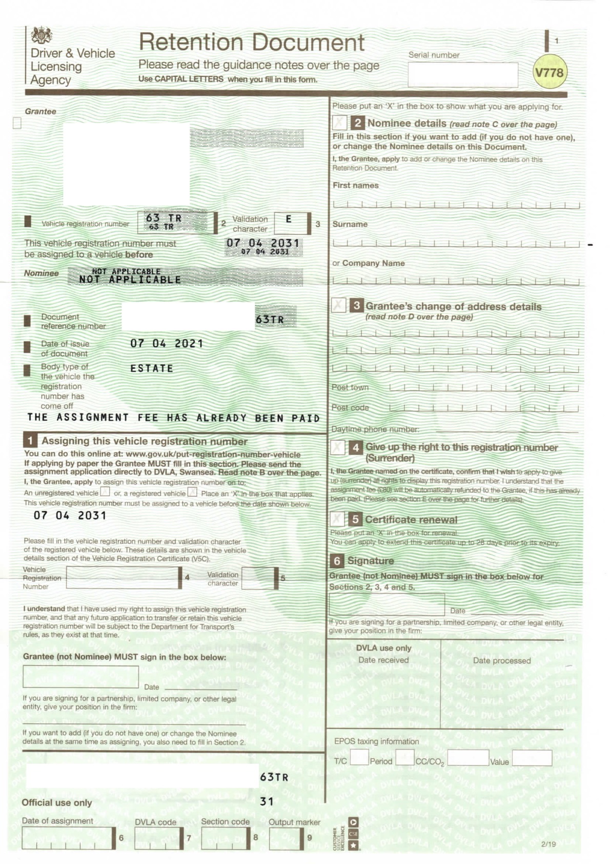 '63 TR' - NUMBER PLATE