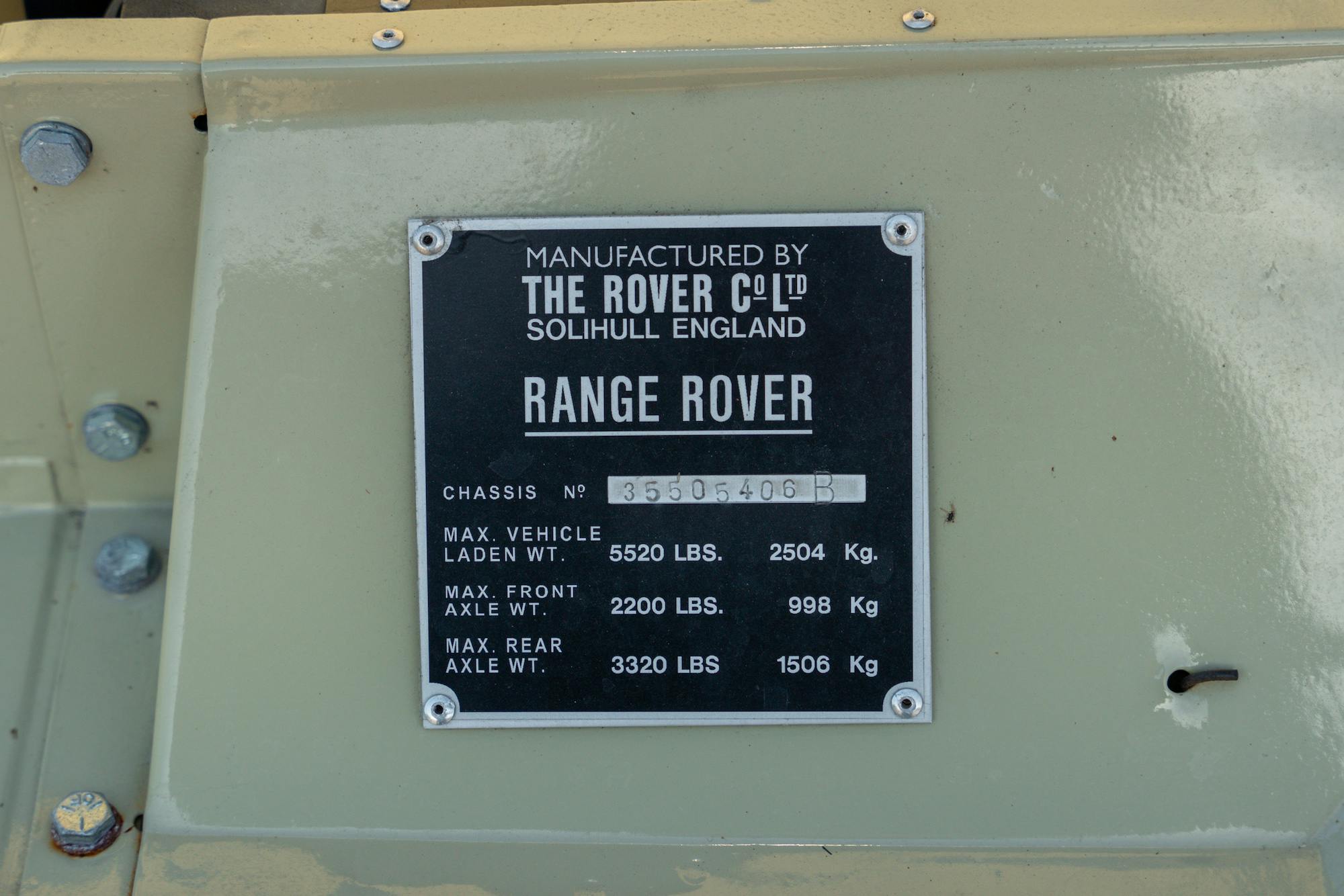 1973 RANGE ROVER CLASSIC 2 DOOR - SUFFIX B