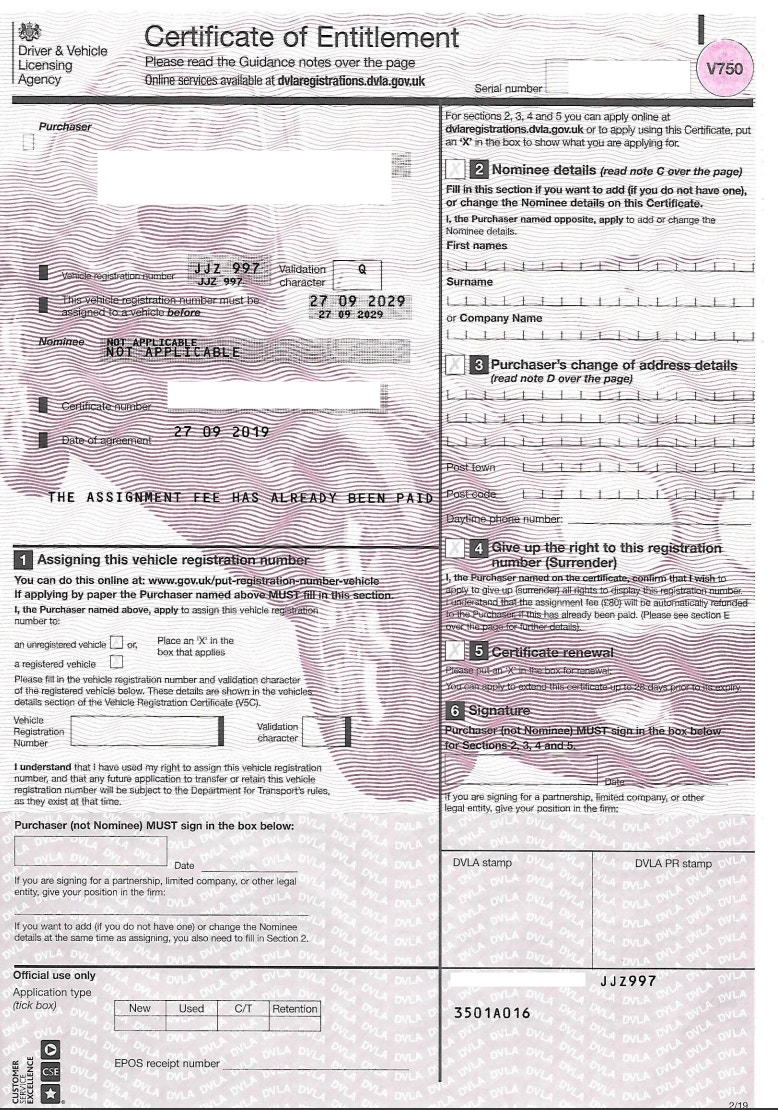 'JJZ 997' - NUMBER PLATE for sale by auction in , United Kingdom