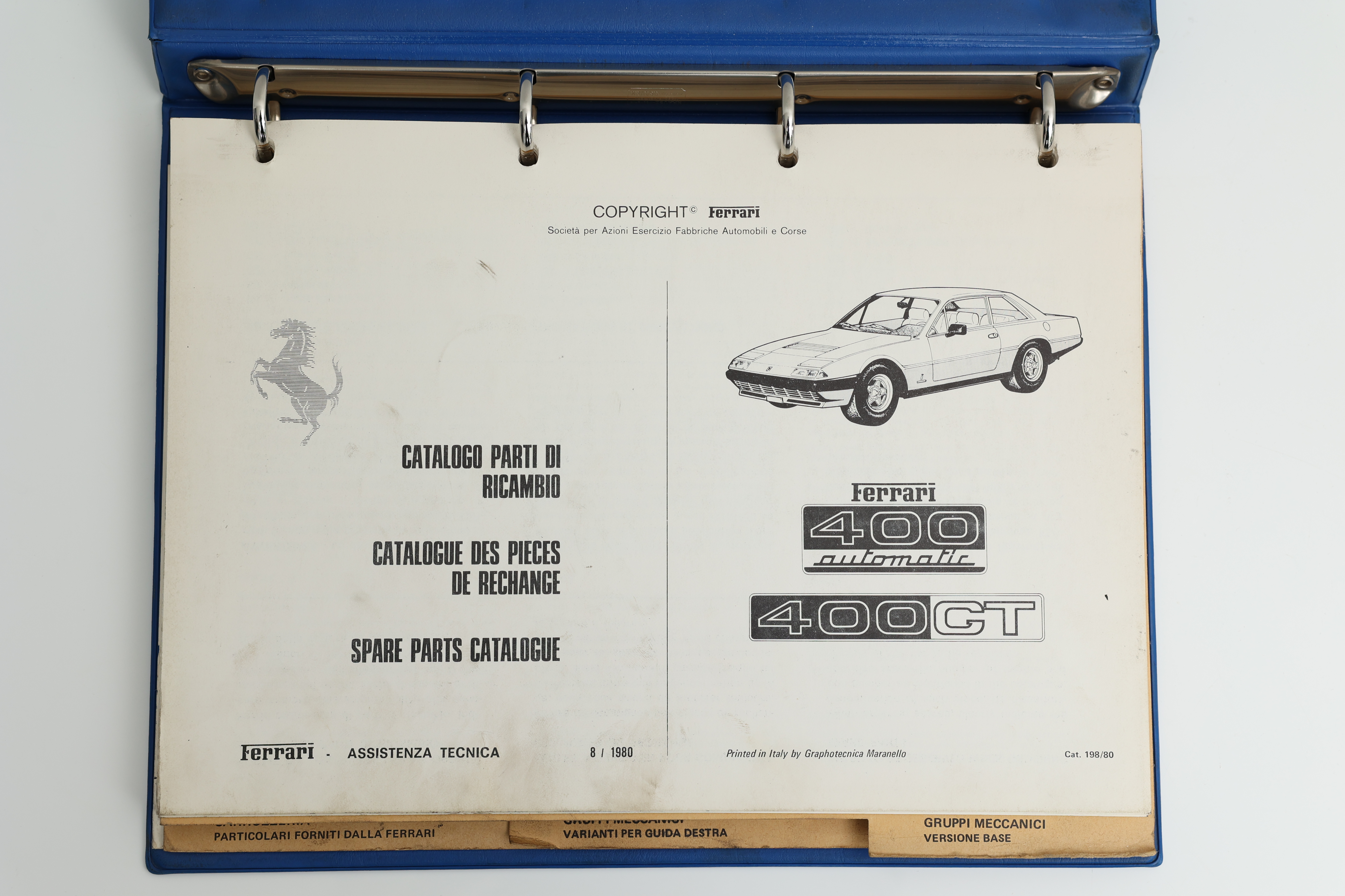 FERRARI WORKSHOP MANUALS AND PARTS CATALOGUES for sale by auction in ...