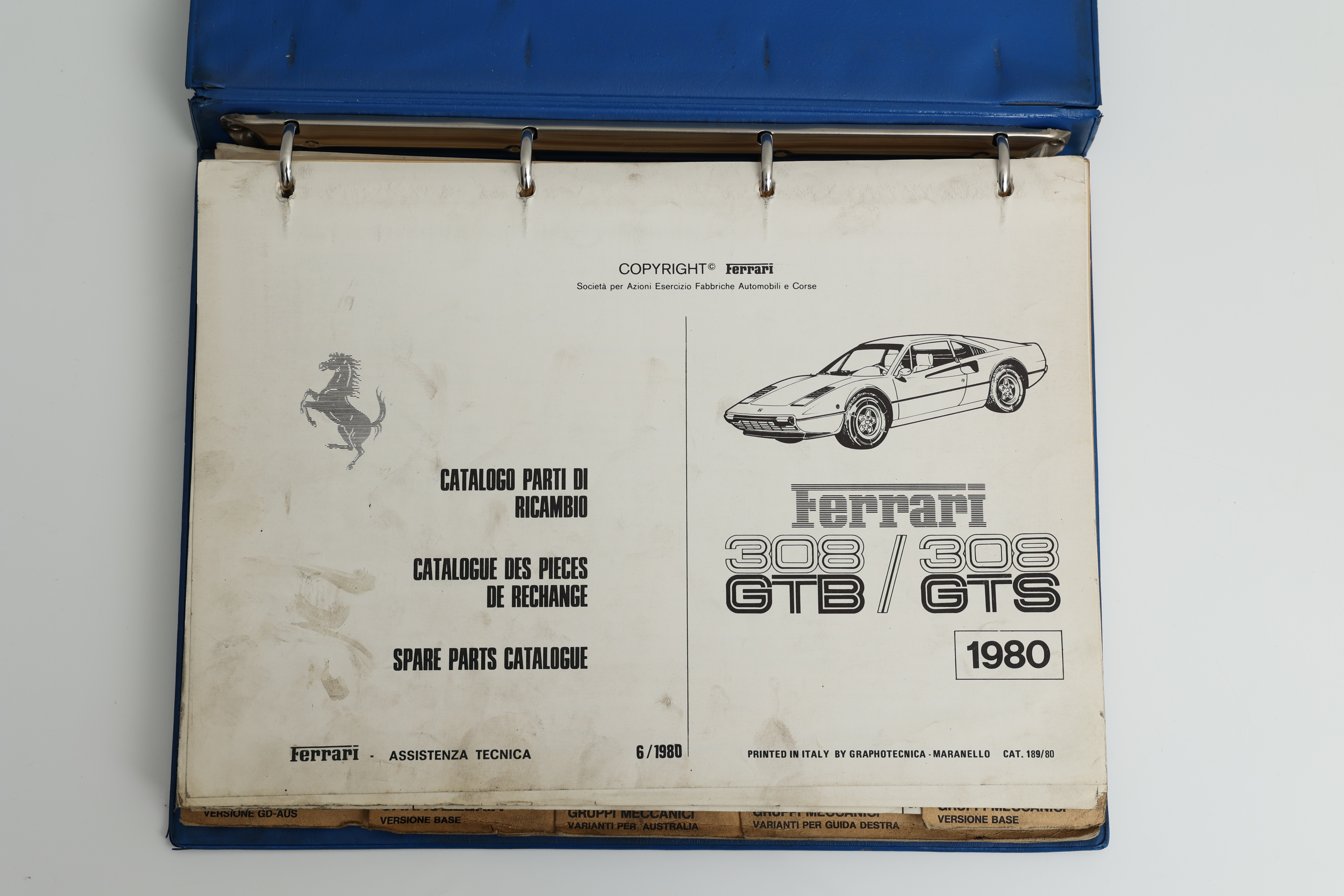 FERRARI WORKSHOP MANUALS AND PARTS CATALOGUES for sale by auction in ...