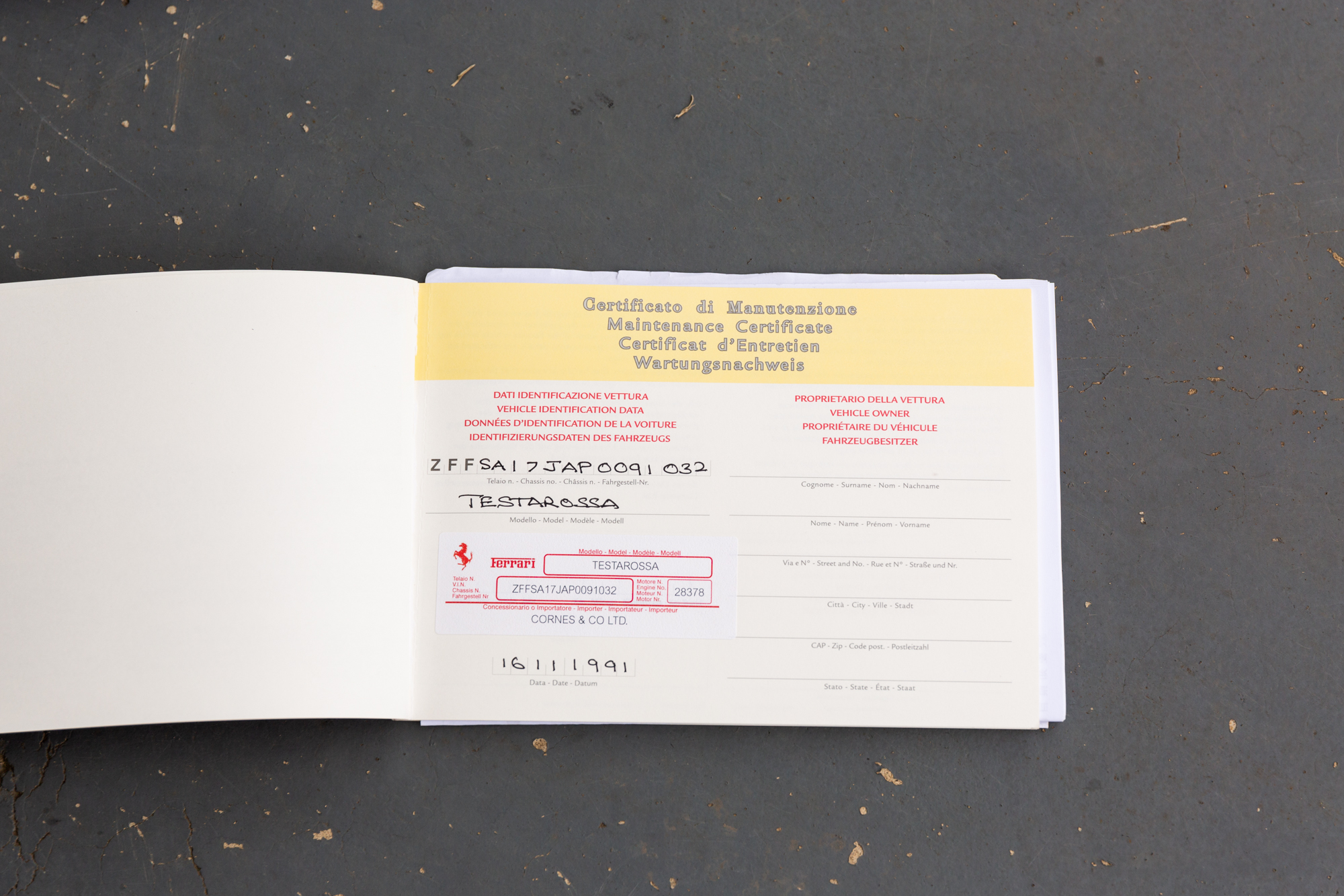 1991 FERRARI TESTAROSSA