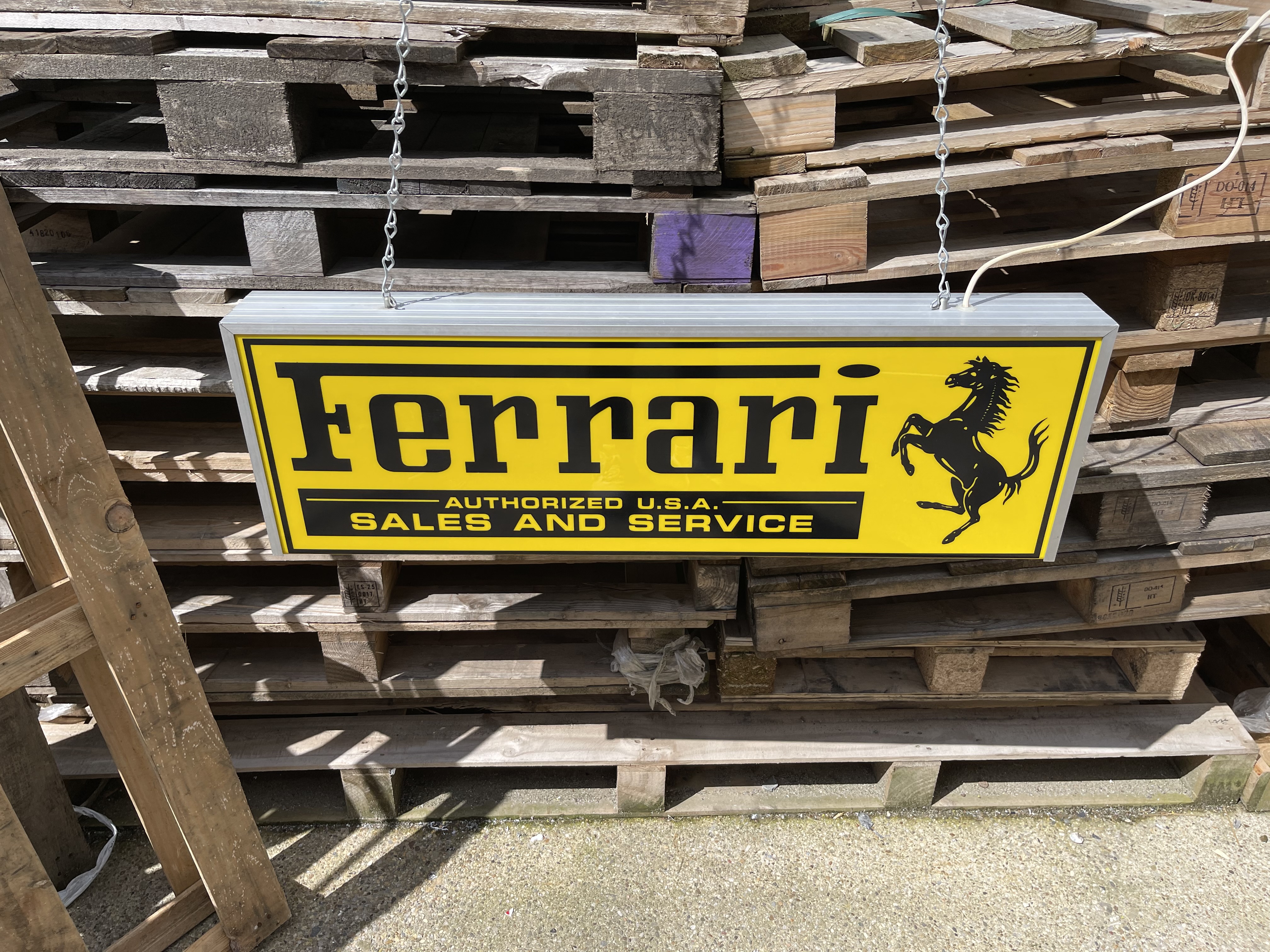 FERRARI DOUBLE SIDED ILLUMINATED DEALERSHIP SIGN for sale by auction in ...