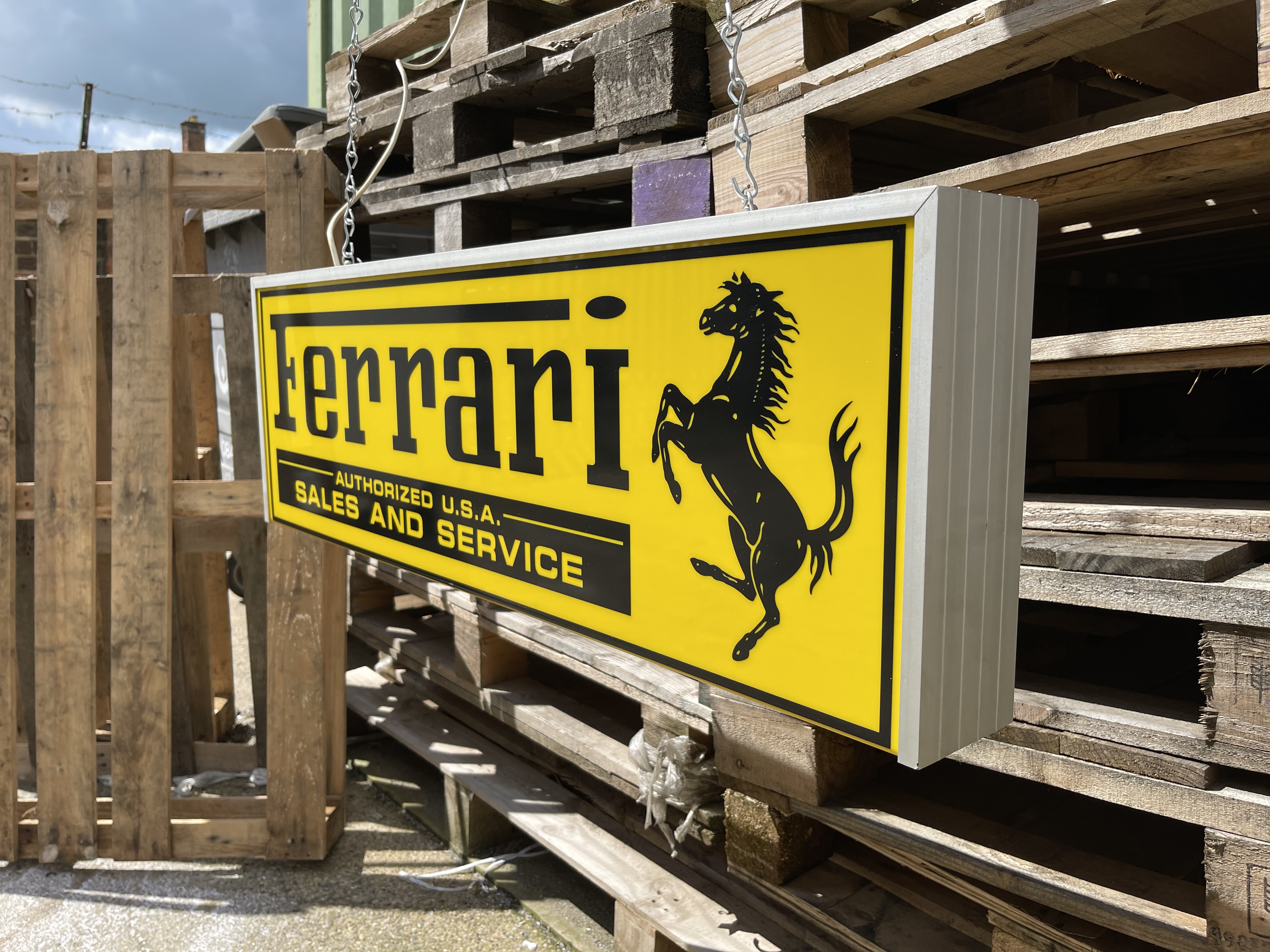FERRARI DOUBLE SIDED ILLUMINATED DEALERSHIP SIGN for sale by auction in ...