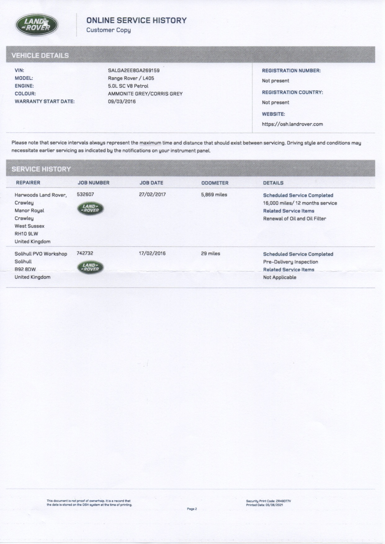 2016 RANGE ROVER SV AUTOBIOGRAPHY 5.0 V8