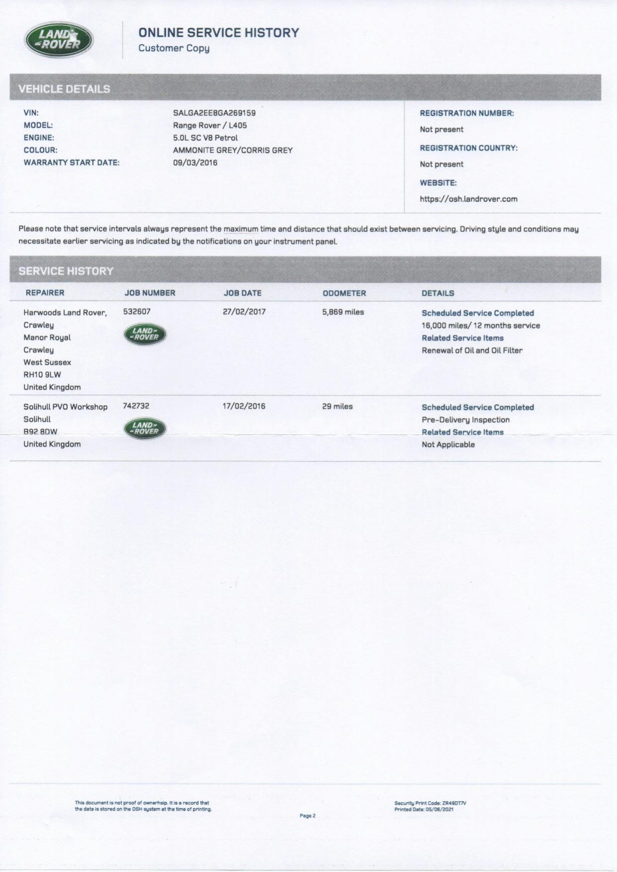 2016 RANGE ROVER SV AUTOBIOGRAPHY 5.0 V8