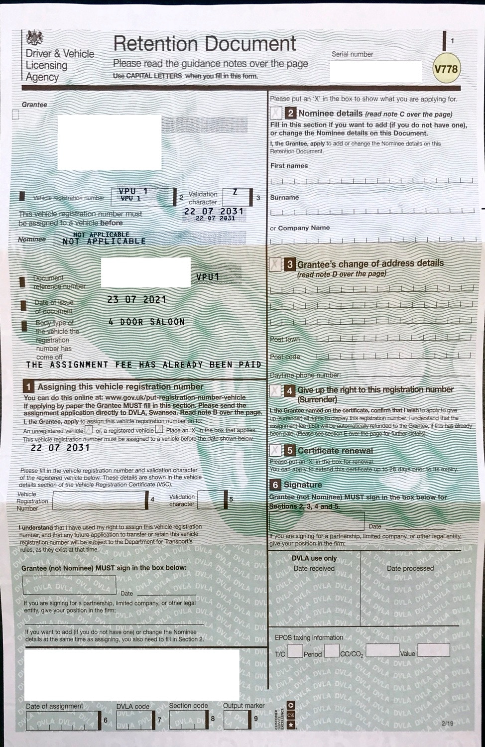 'VPU 1' - NUMBER PLATE for sale by auction in , United Kingdom