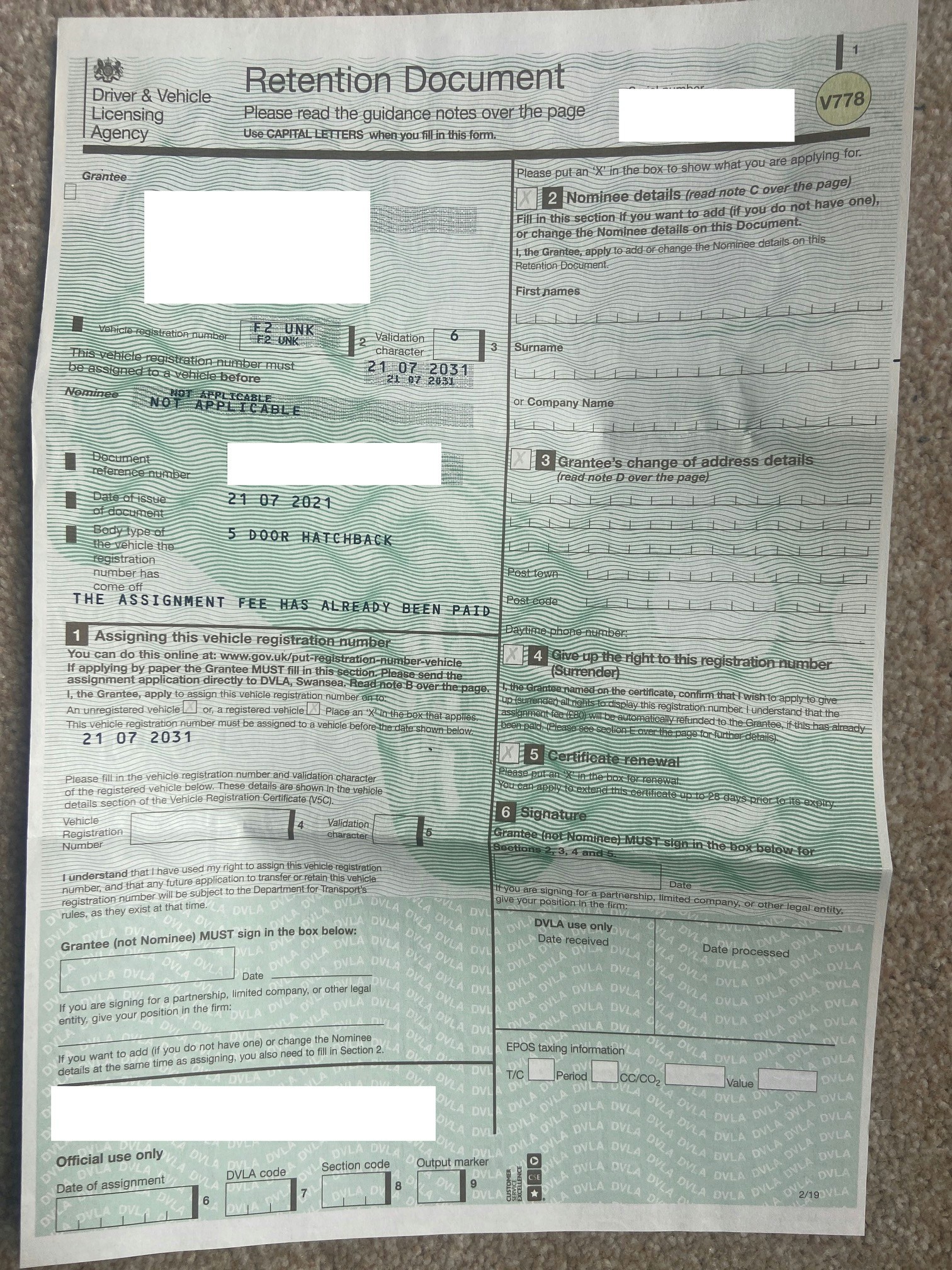 'F2 UNK' - NUMBER PLATE for sale by auction in , United Kingdom