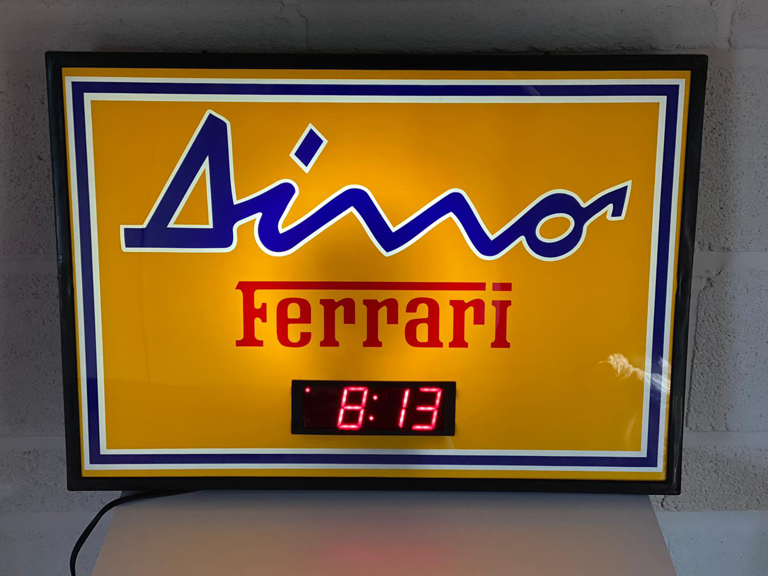 FERRARI DINO ILLUMINATED DIGITAL CLOCK SIGN