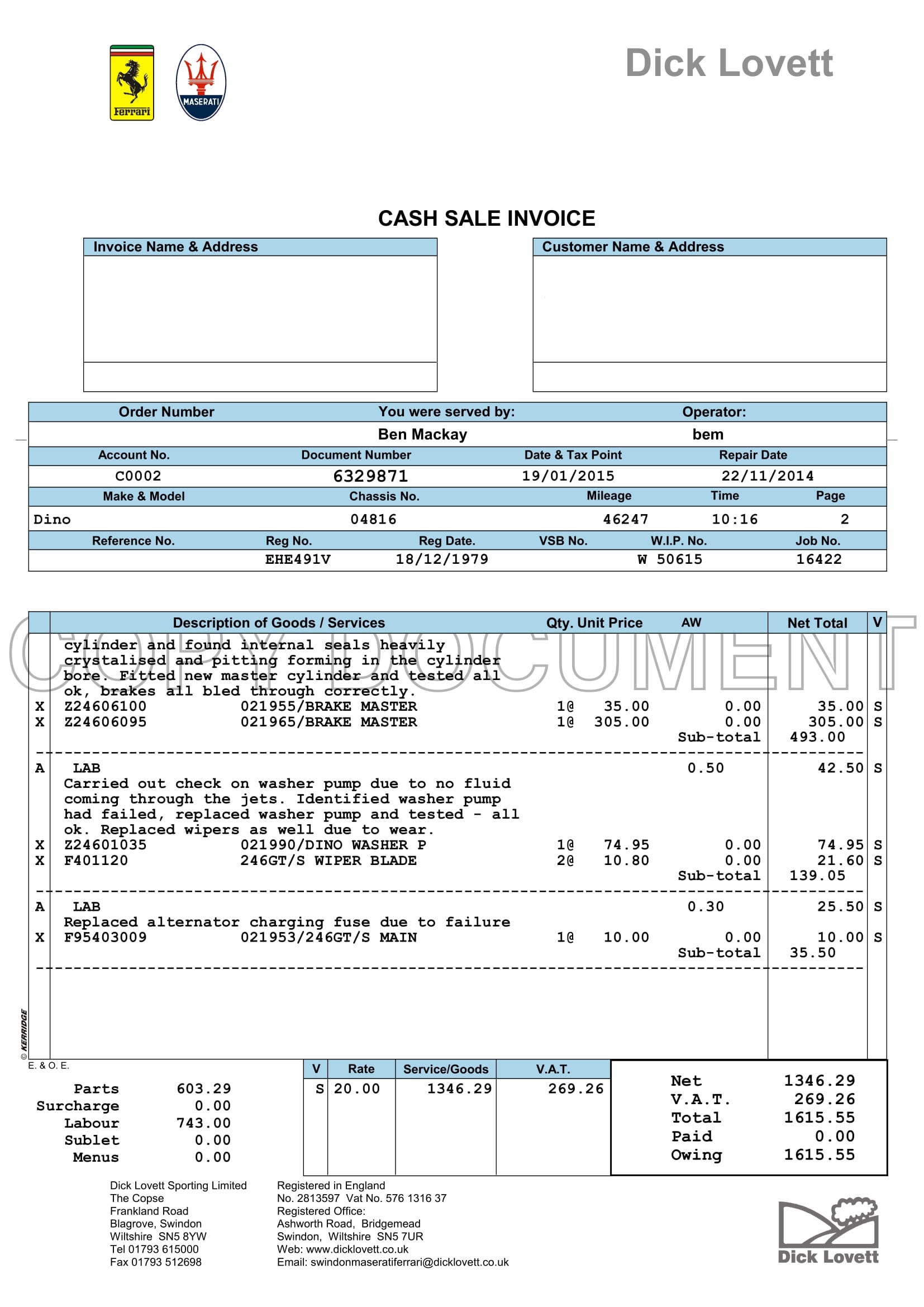 1972 FERRARI DINO 246 GT