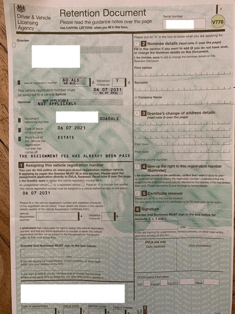 '60 ALS' - NUMBER PLATE for sale by auction in , United Kingdom