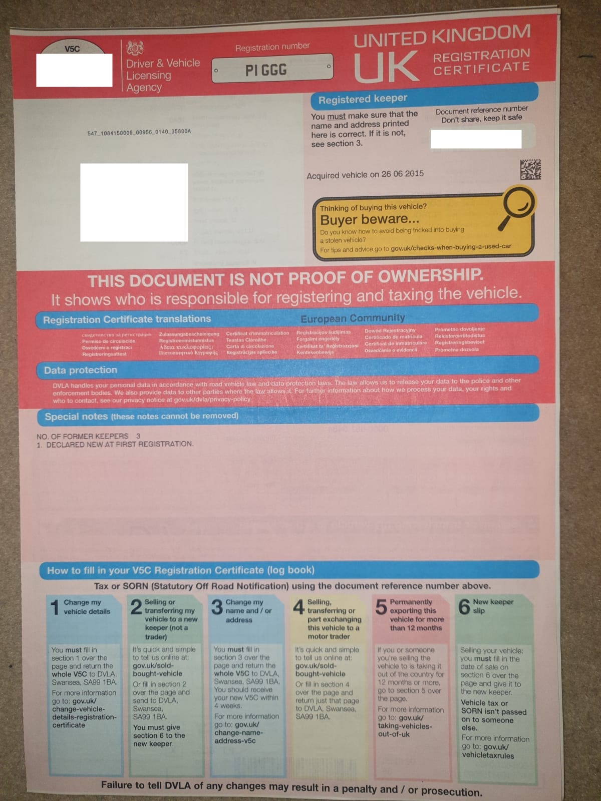 'P1 GGG' - NUMBER PLATE