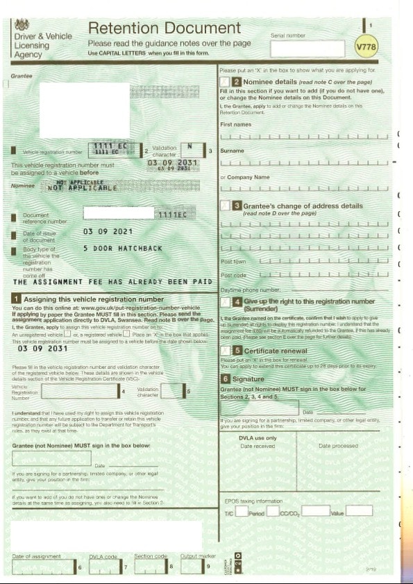 '1111 EC' - NUMBER PLATE for sale by auction in , United Kingdom