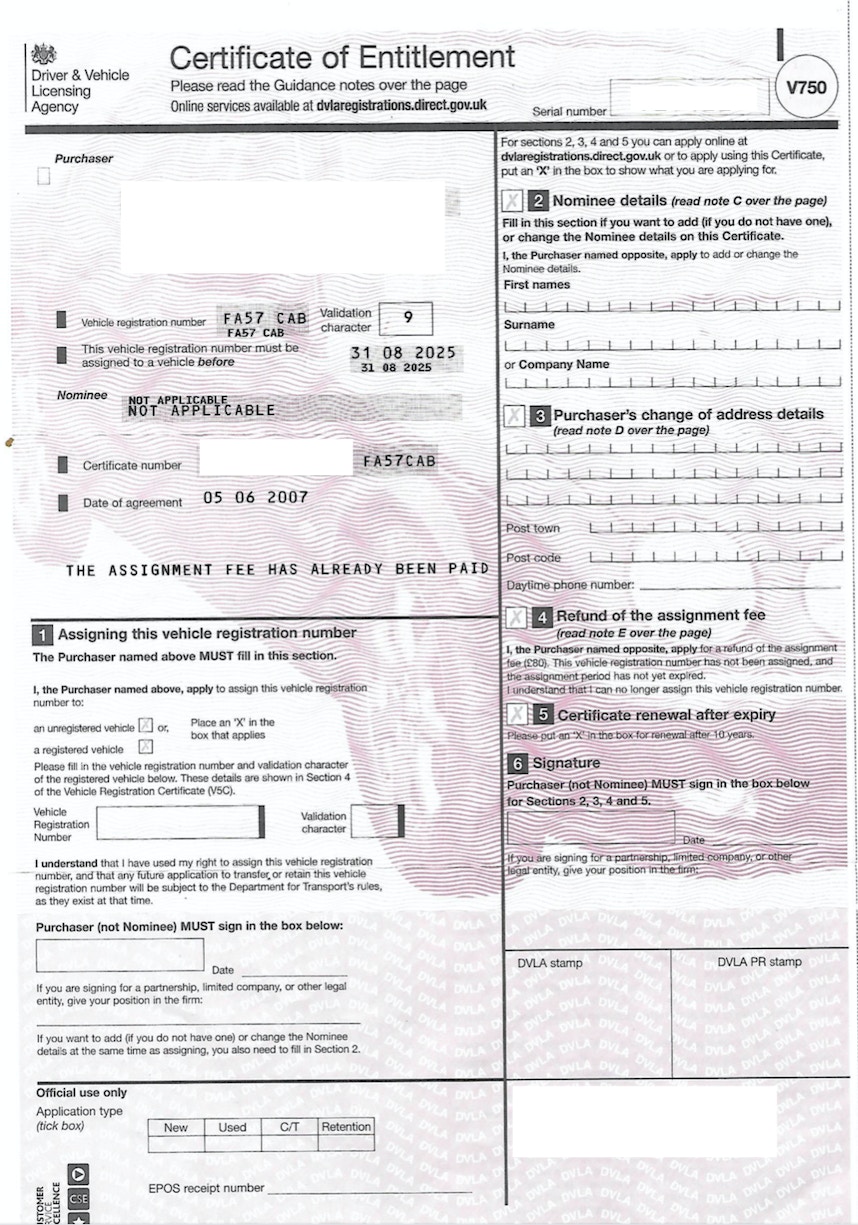 'FA57 CAB' - NUMBER PLATE