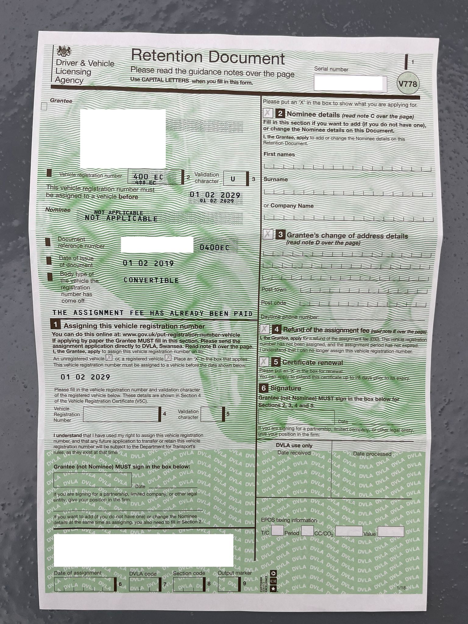 '400 EC' - NUMBER PLATE for sale by auction in , United Kingdom