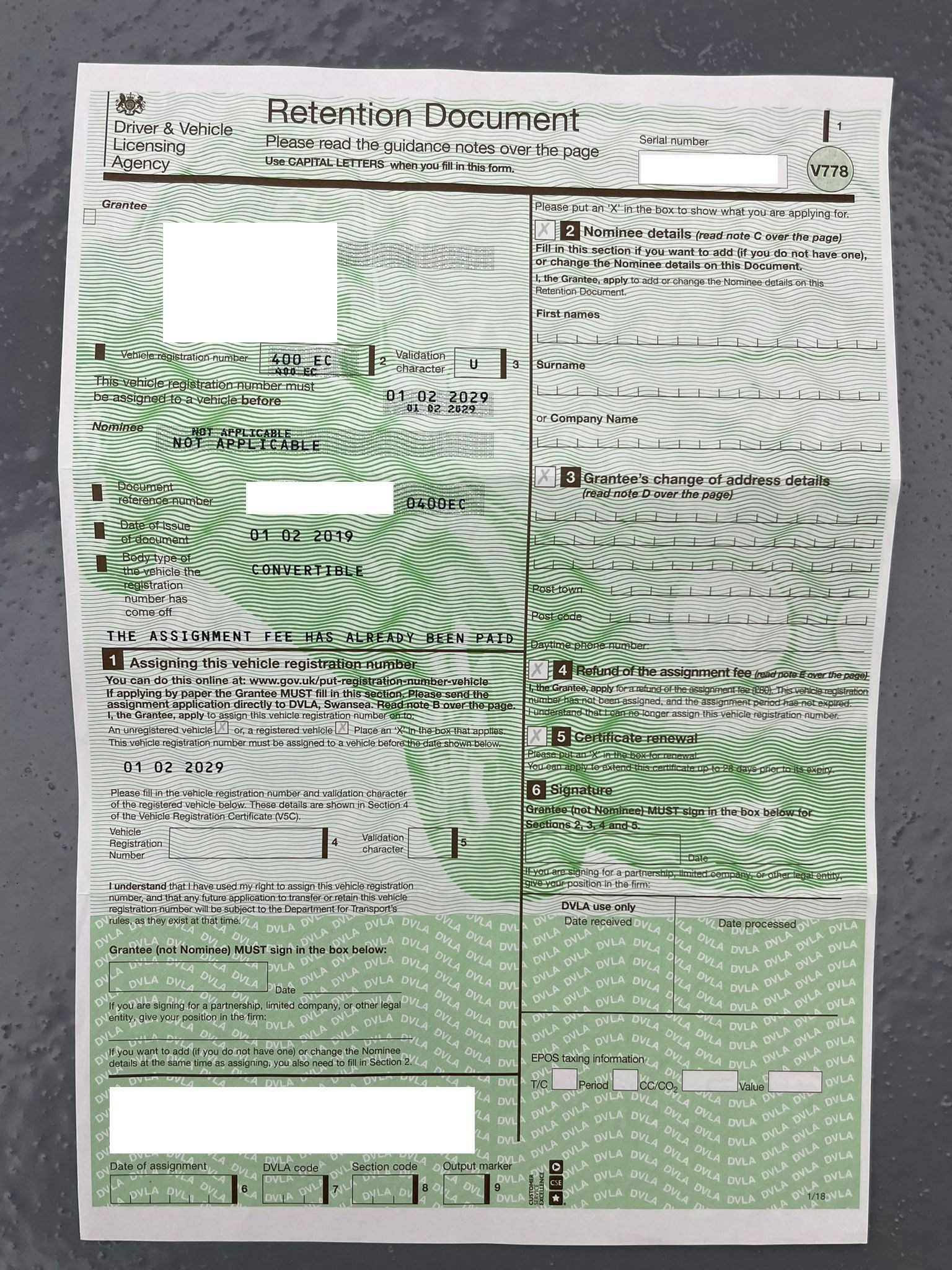 '400 EC' - NUMBER PLATE for sale by auction in , United Kingdom