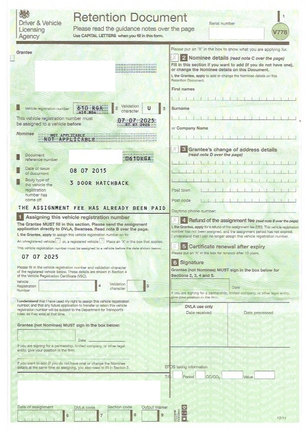 '610 RGA' - NUMBER PLATE for sale by auction in , United Kingdom