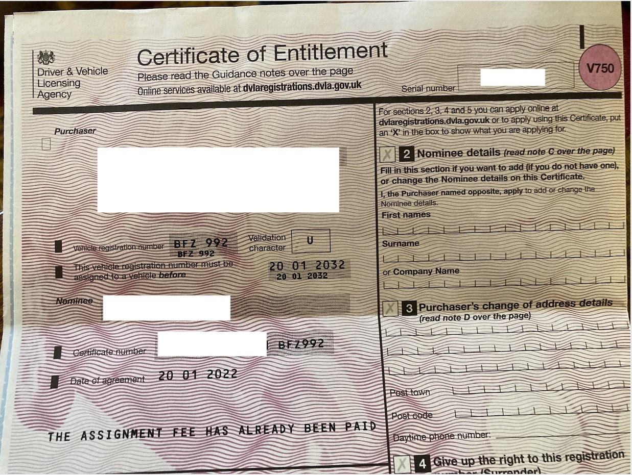 'BFZ 992' - NUMBER PLATE