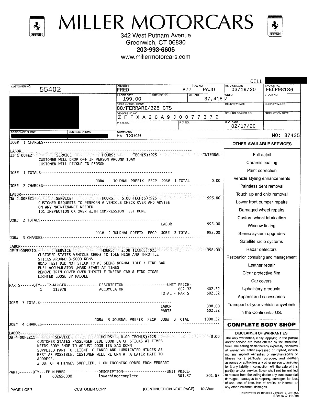 1988 FERRARI 328 GTS