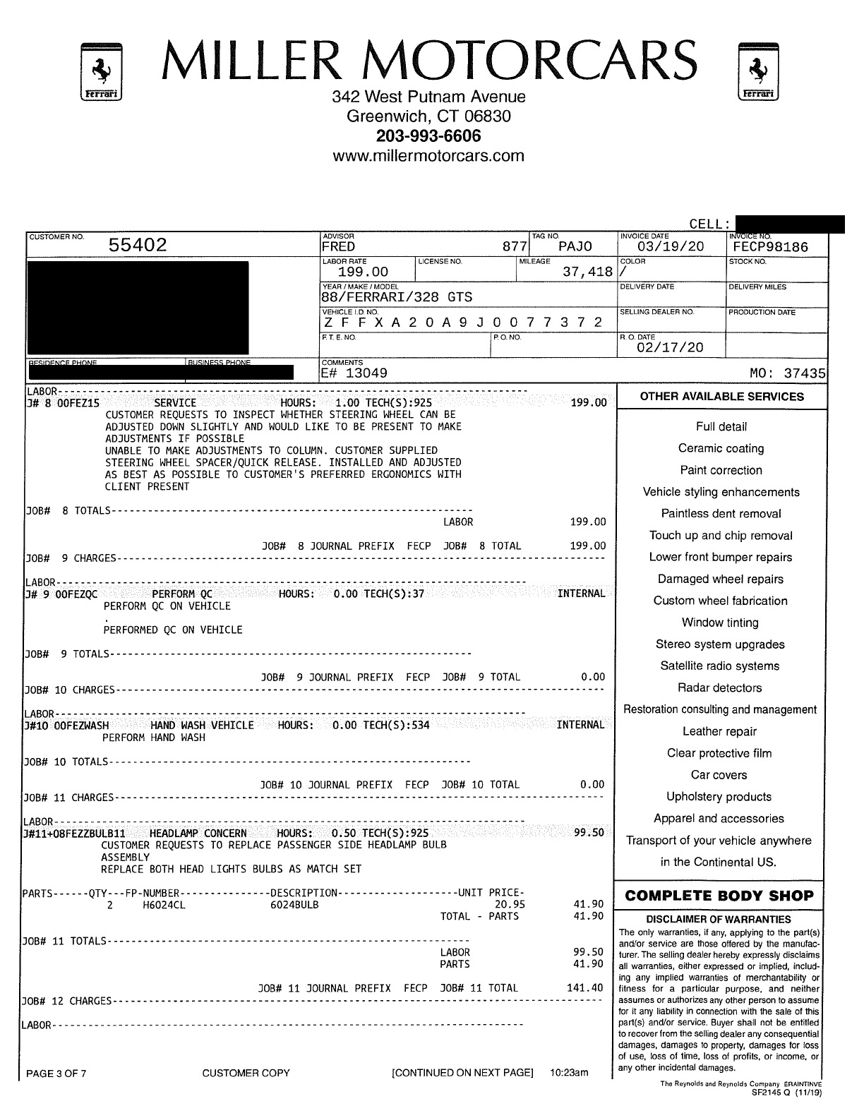 1988 FERRARI 328 GTS