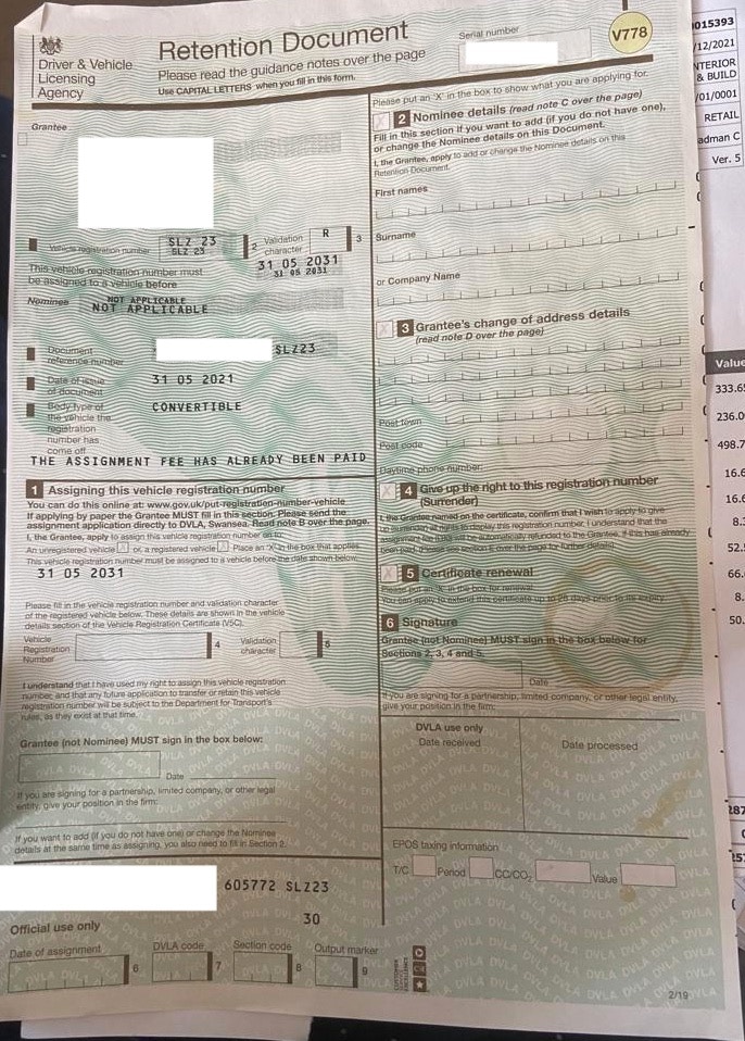 'SLZ 23' - NUMBER PLATE