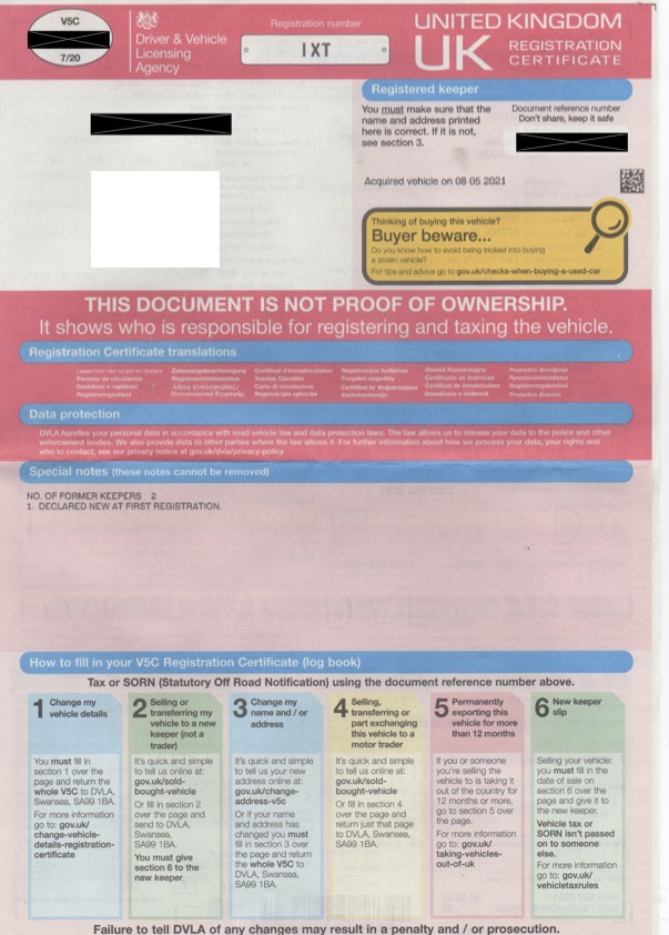 '1 XT' - NUMBER PLATE
