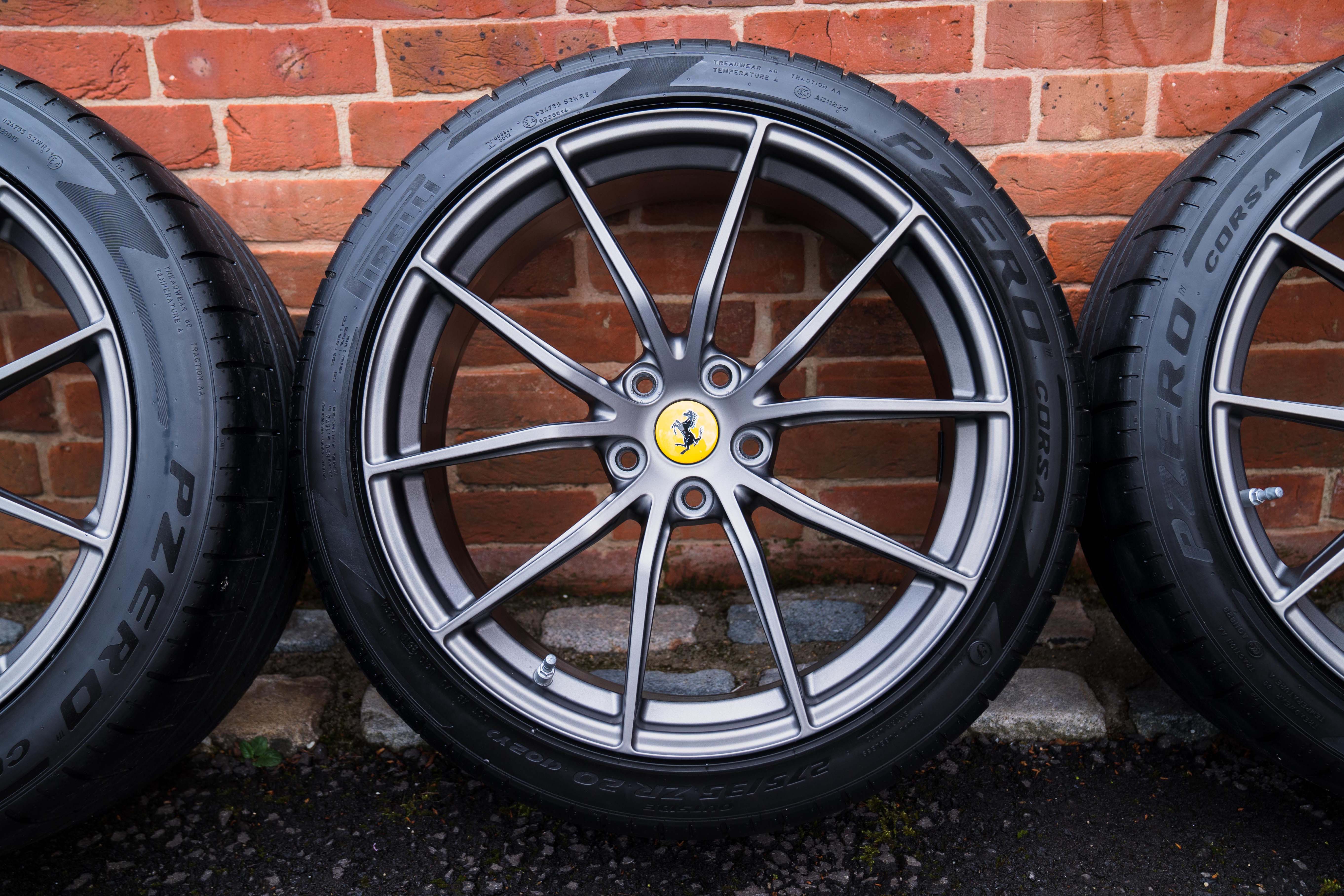 SET OF FERRARI F12 TDF FORGED MATTE ALLOY WHEELS AND TYRES