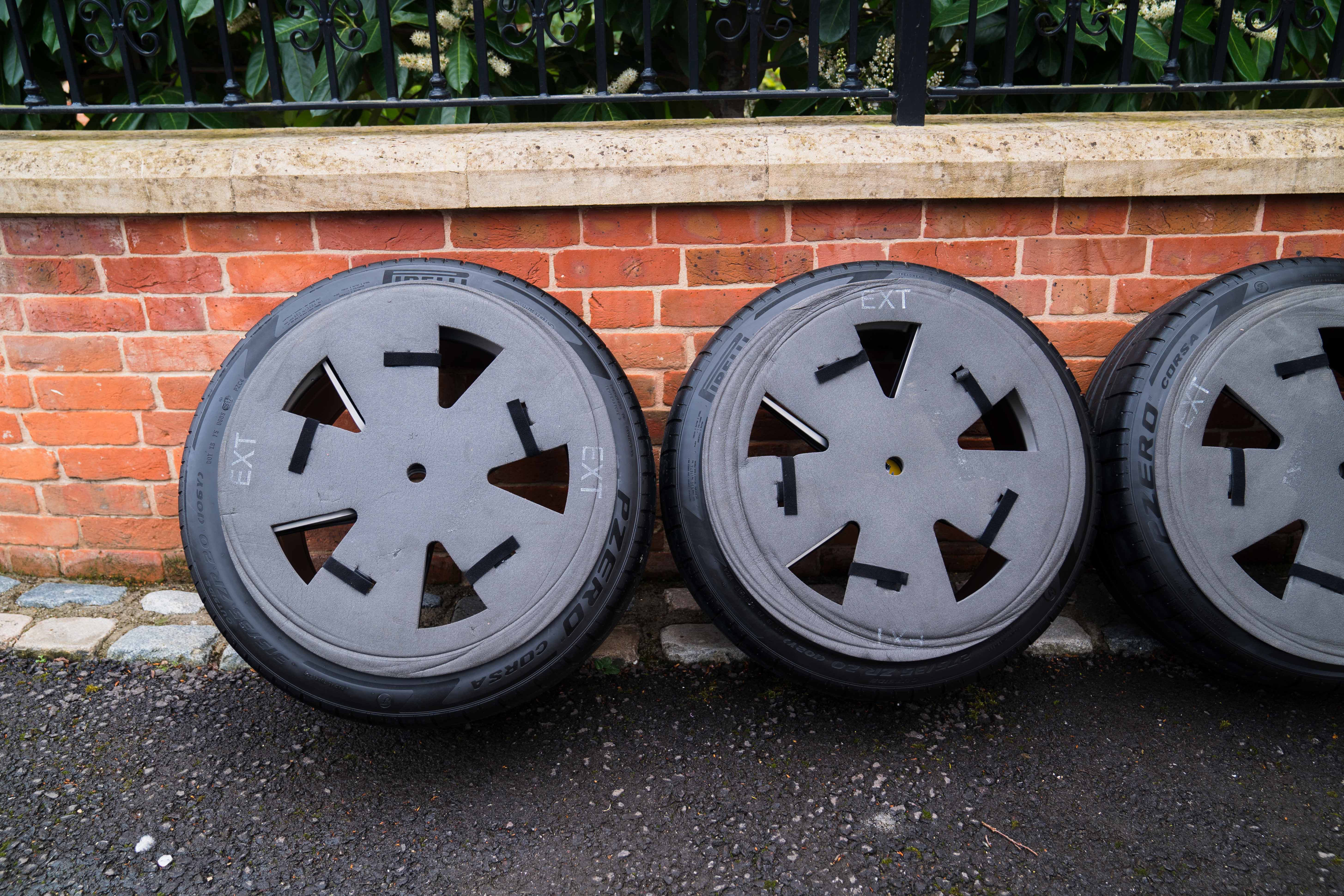 SET OF FERRARI F12 TDF FORGED MATTE ALLOY WHEELS AND TYRES