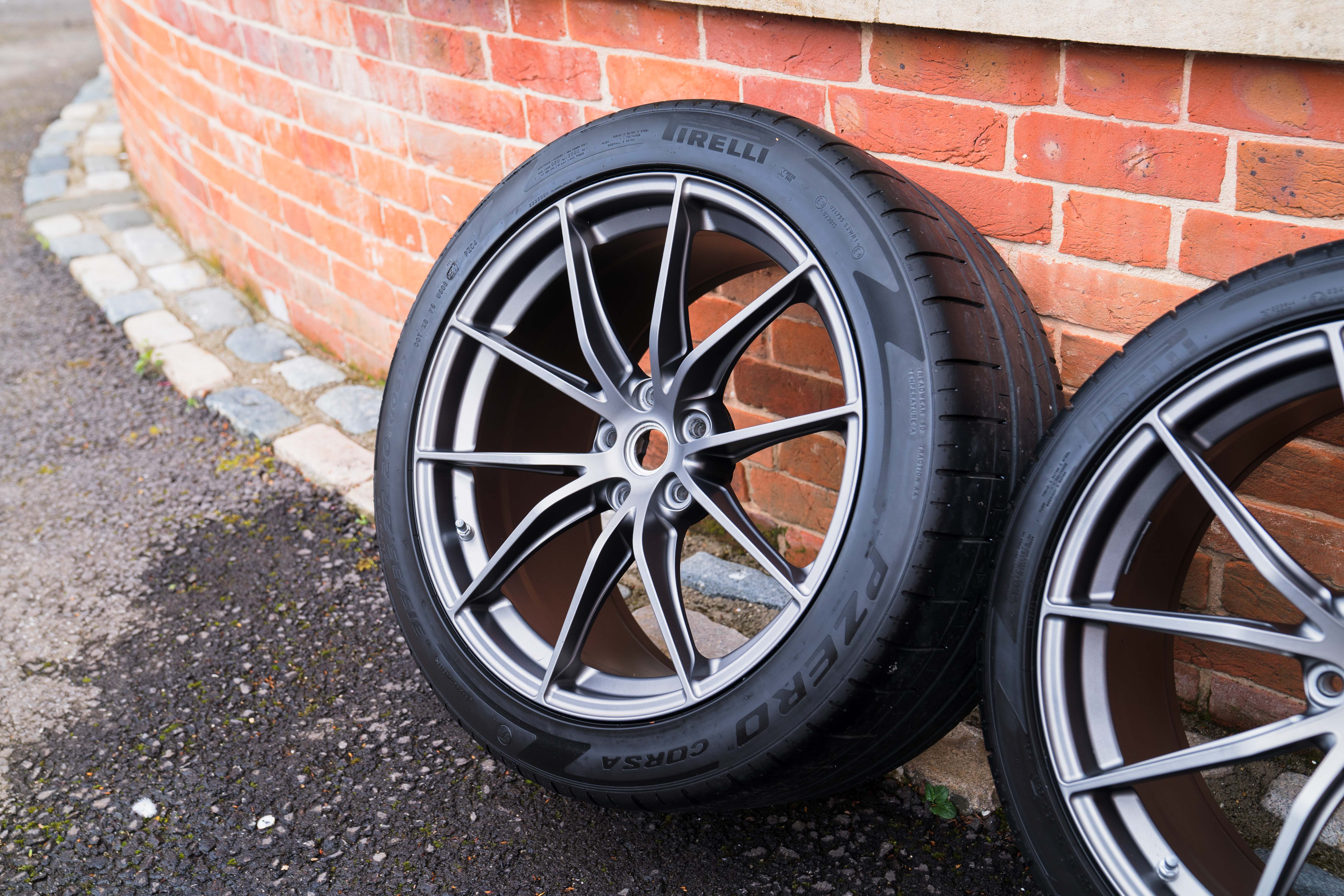 SET OF FERRARI F12 TDF FORGED MATTE ALLOY WHEELS AND TYRES