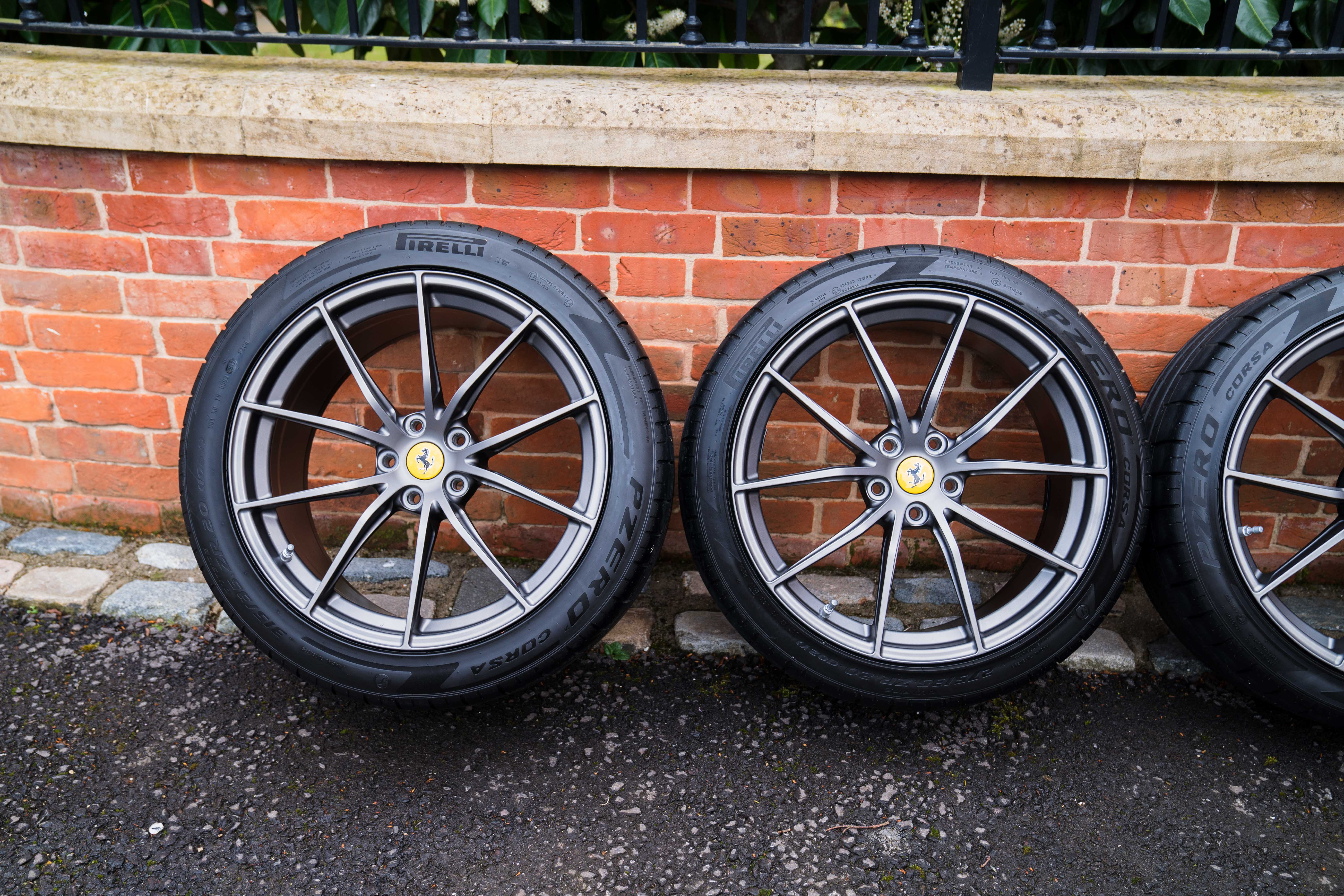 SET OF FERRARI F12 TDF FORGED MATTE ALLOY WHEELS AND TYRES