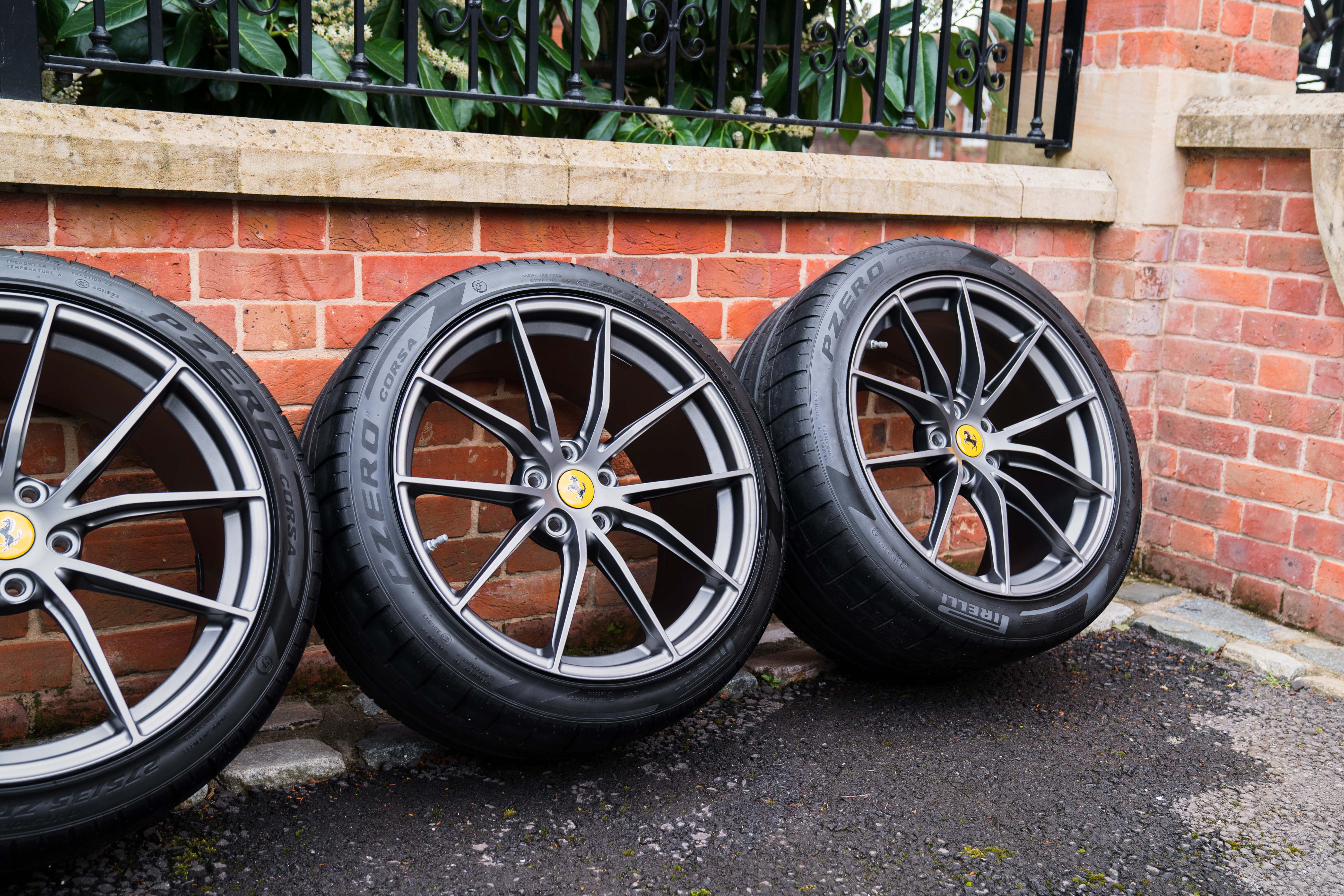 SET OF FERRARI F12 TDF FORGED MATTE ALLOY WHEELS AND TYRES