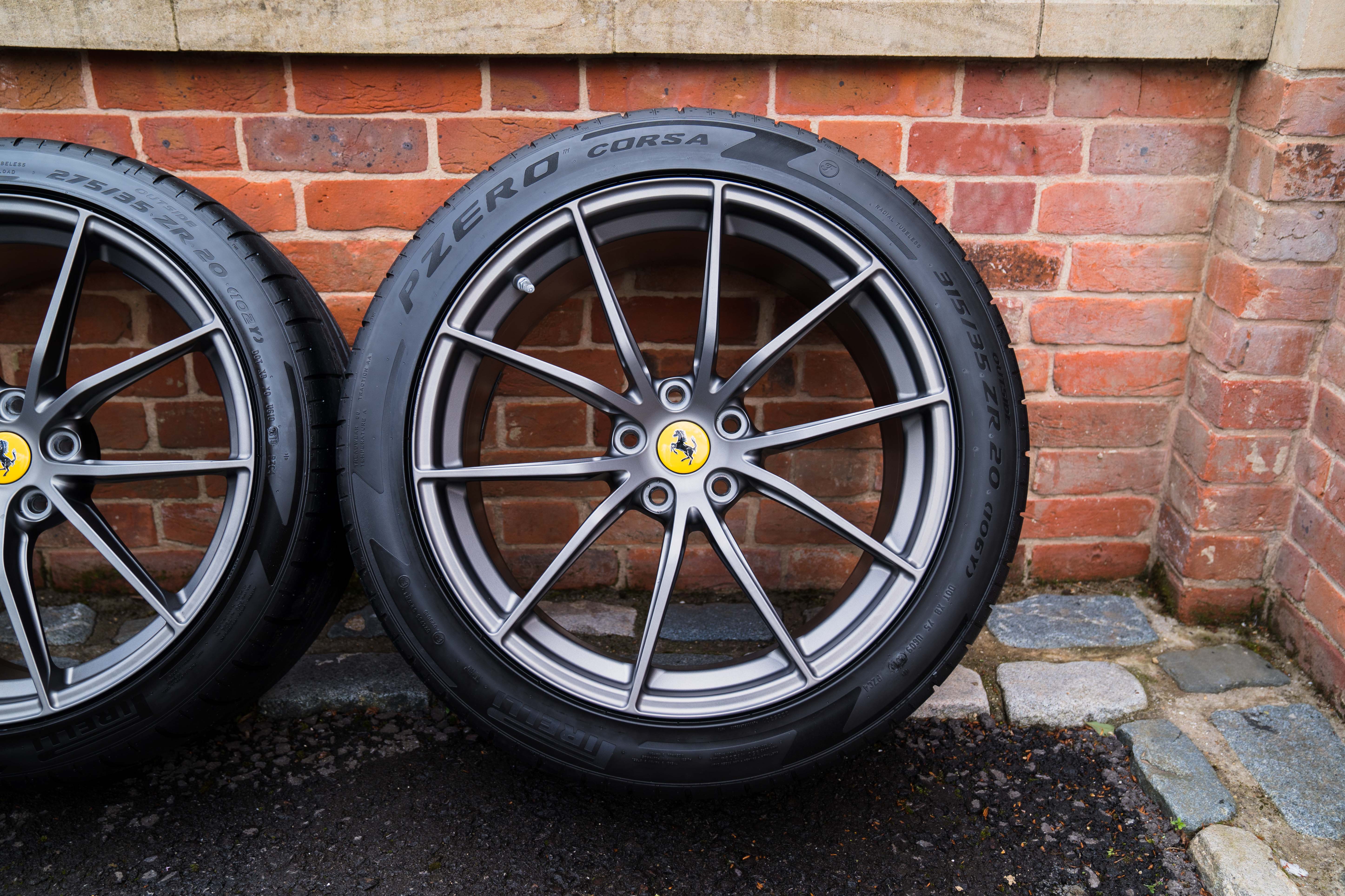 SET OF FERRARI F12 TDF FORGED MATTE ALLOY WHEELS AND TYRES