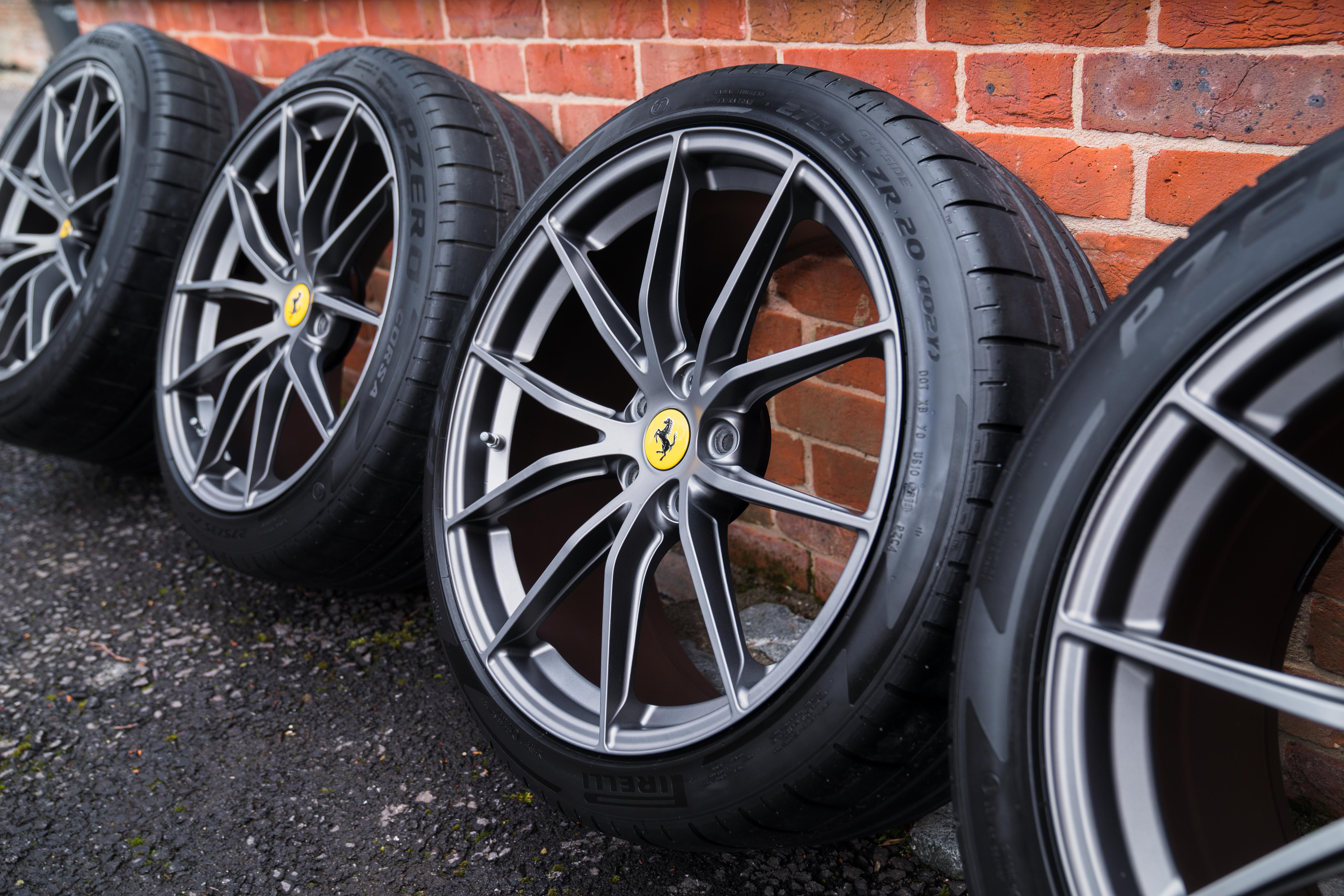 SET OF FERRARI F12 TDF FORGED MATTE ALLOY WHEELS AND TYRES