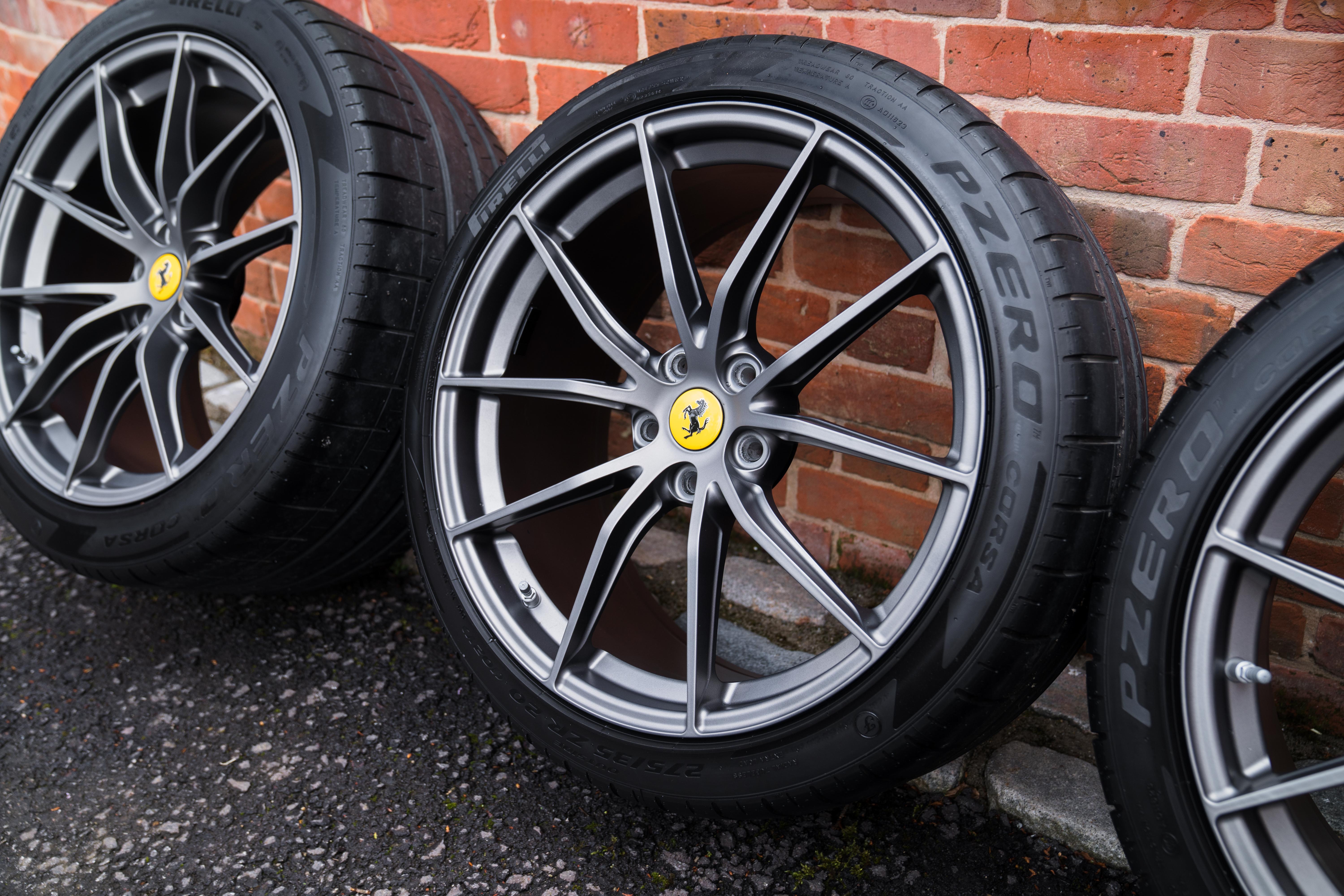 SET OF FERRARI F12 TDF FORGED MATTE ALLOY WHEELS AND TYRES