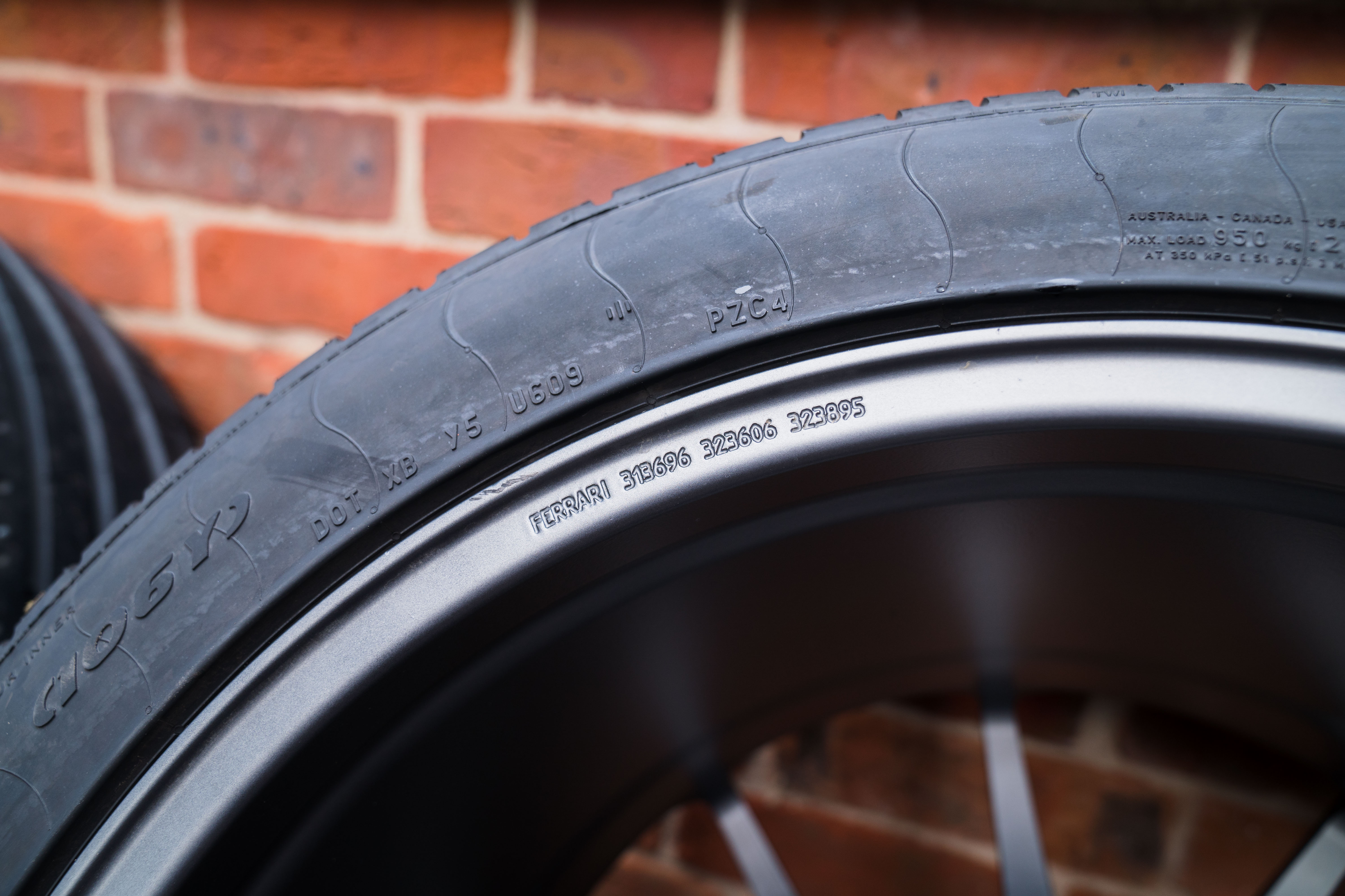 SET OF FERRARI F12 TDF FORGED MATTE ALLOY WHEELS AND TYRES