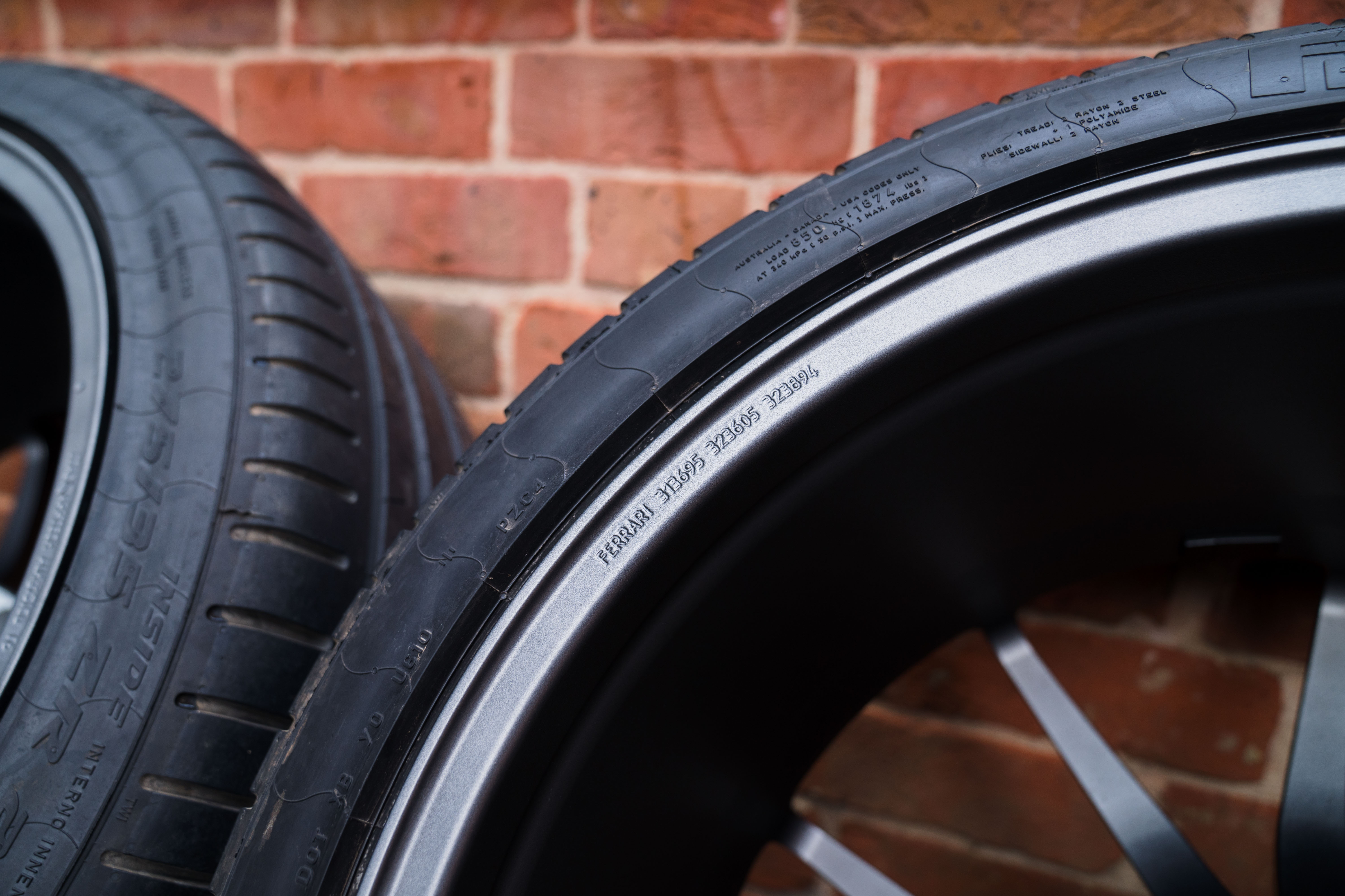 SET OF FERRARI F12 TDF FORGED MATTE ALLOY WHEELS AND TYRES