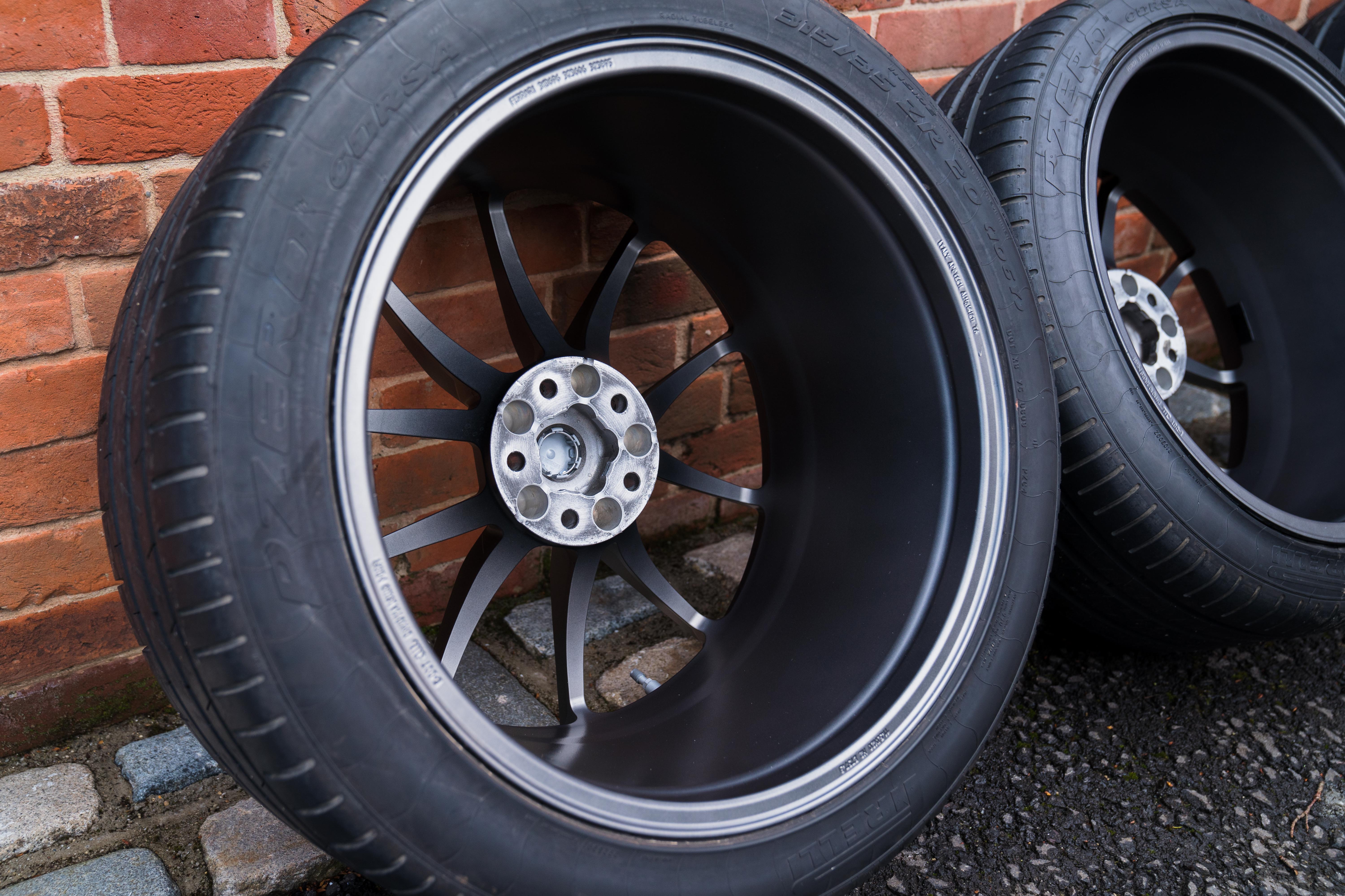 SET OF FERRARI F12 TDF FORGED MATTE ALLOY WHEELS AND TYRES