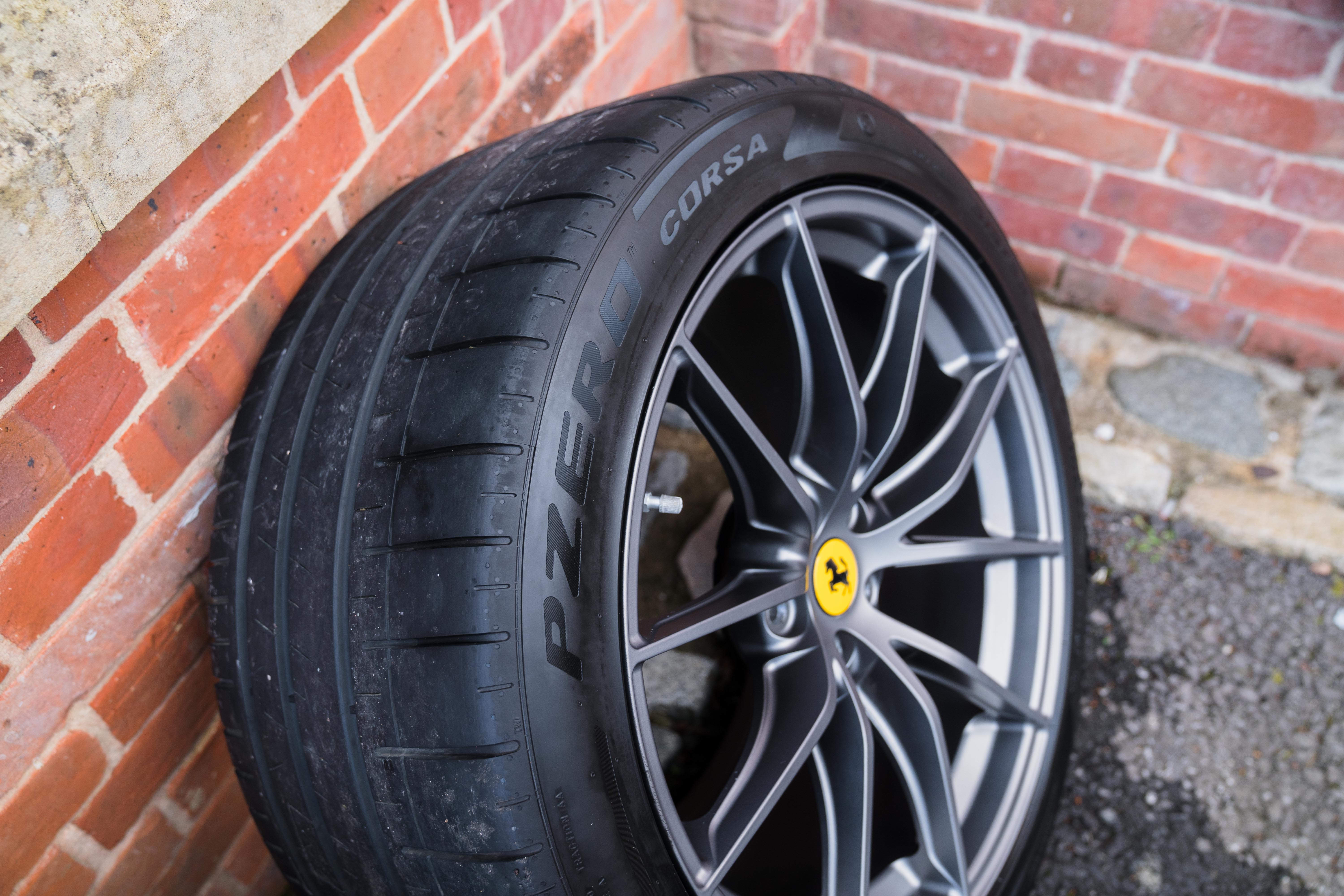 SET OF FERRARI F12 TDF FORGED MATTE ALLOY WHEELS AND TYRES