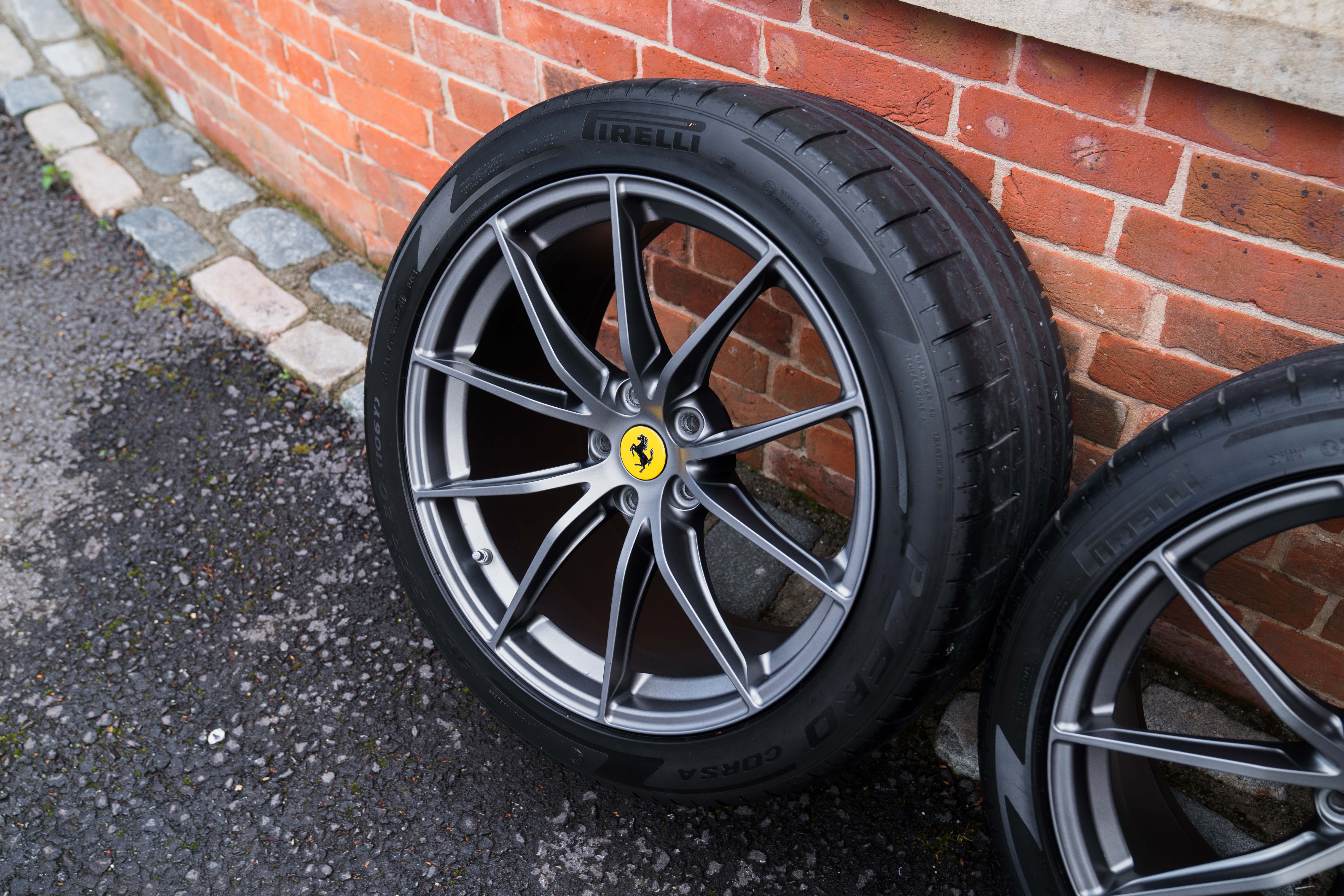 SET OF FERRARI F12 TDF FORGED MATTE ALLOY WHEELS AND TYRES