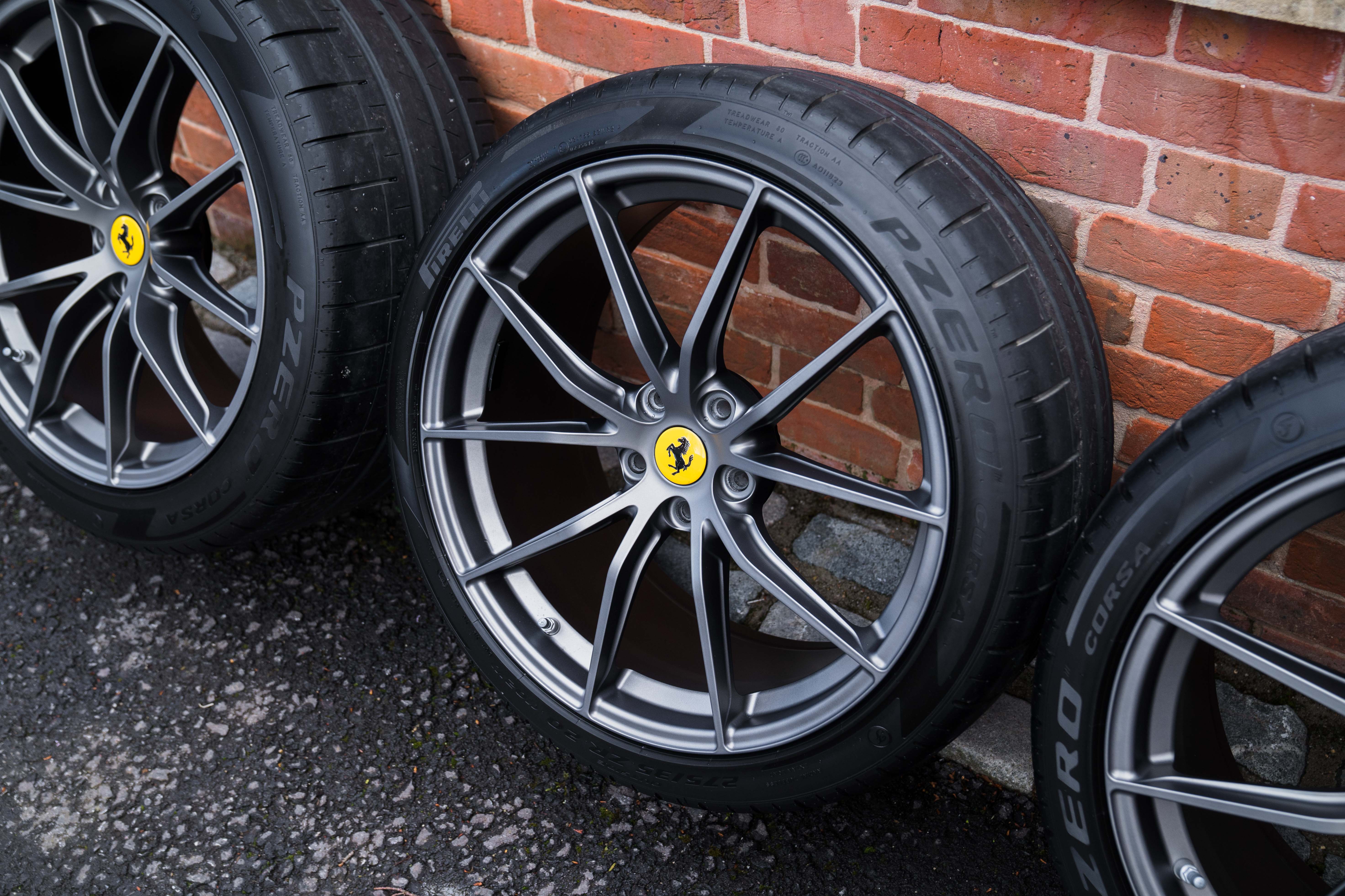 SET OF FERRARI F12 TDF FORGED MATTE ALLOY WHEELS AND TYRES