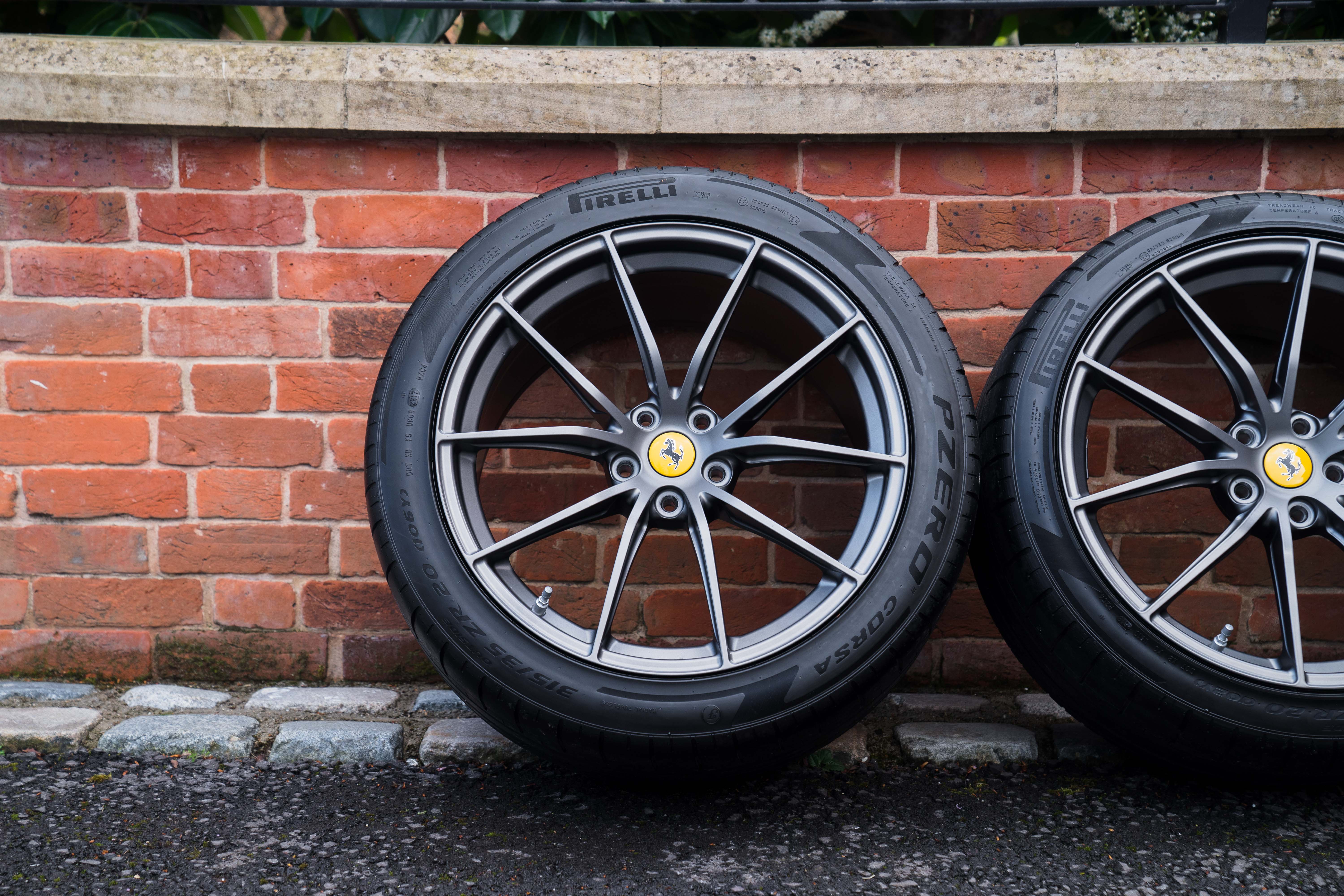 SET OF FERRARI F12 TDF FORGED MATTE ALLOY WHEELS AND TYRES