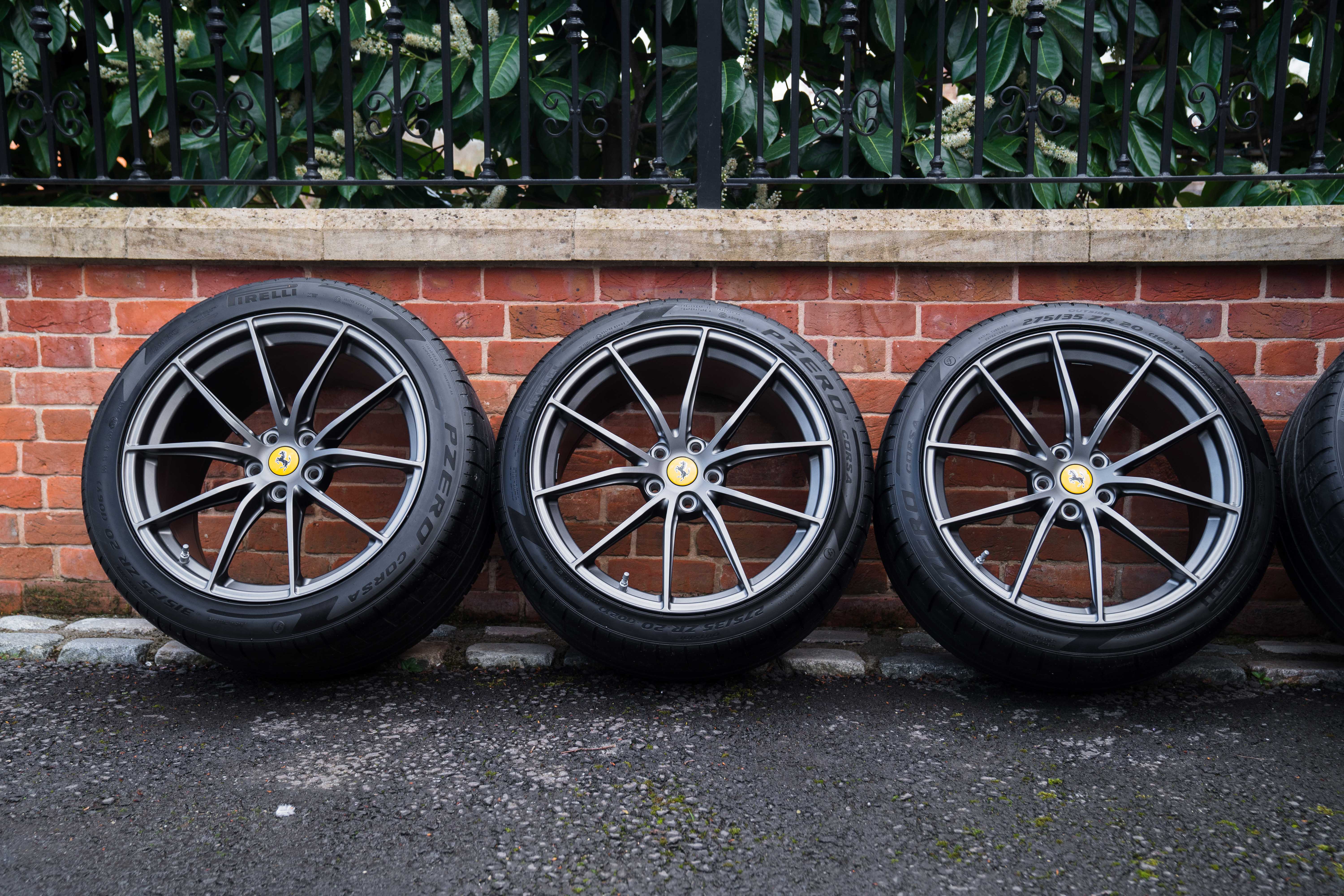 SET OF FERRARI F12 TDF FORGED MATTE ALLOY WHEELS AND TYRES