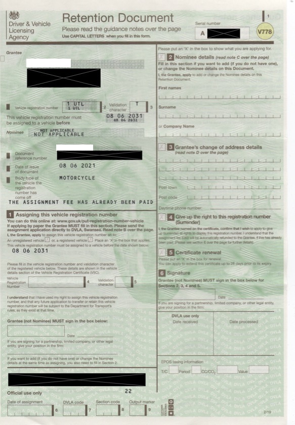 '1 UTL' - NUMBER PLATE for sale by auction in , United Kingdom