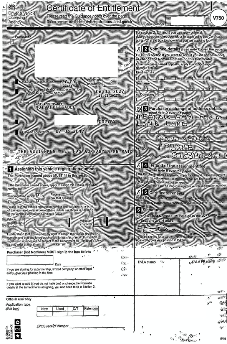'27 PY' - NUMBER PLATE for sale by auction in , United Kingdom