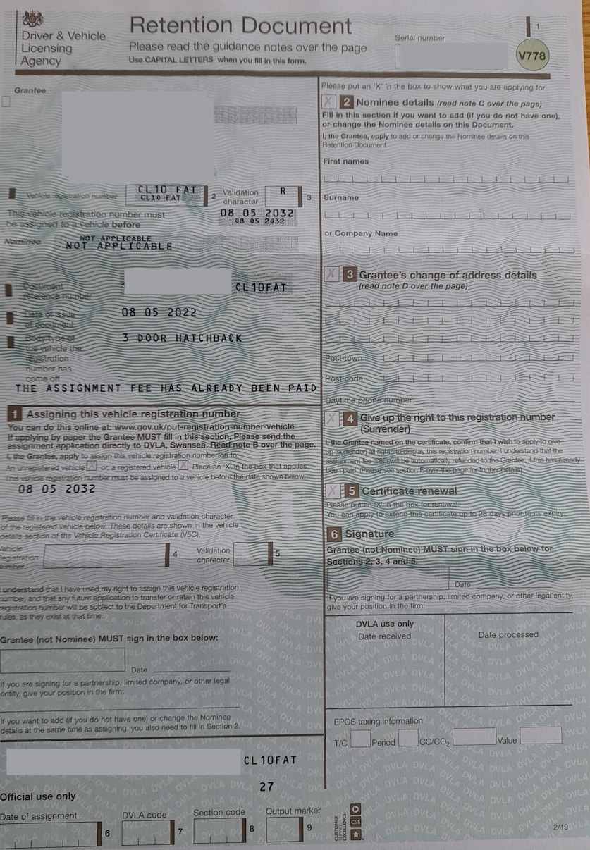 'CL10 FAT' - NUMBER PLATE for sale by auction in , United Kingdom